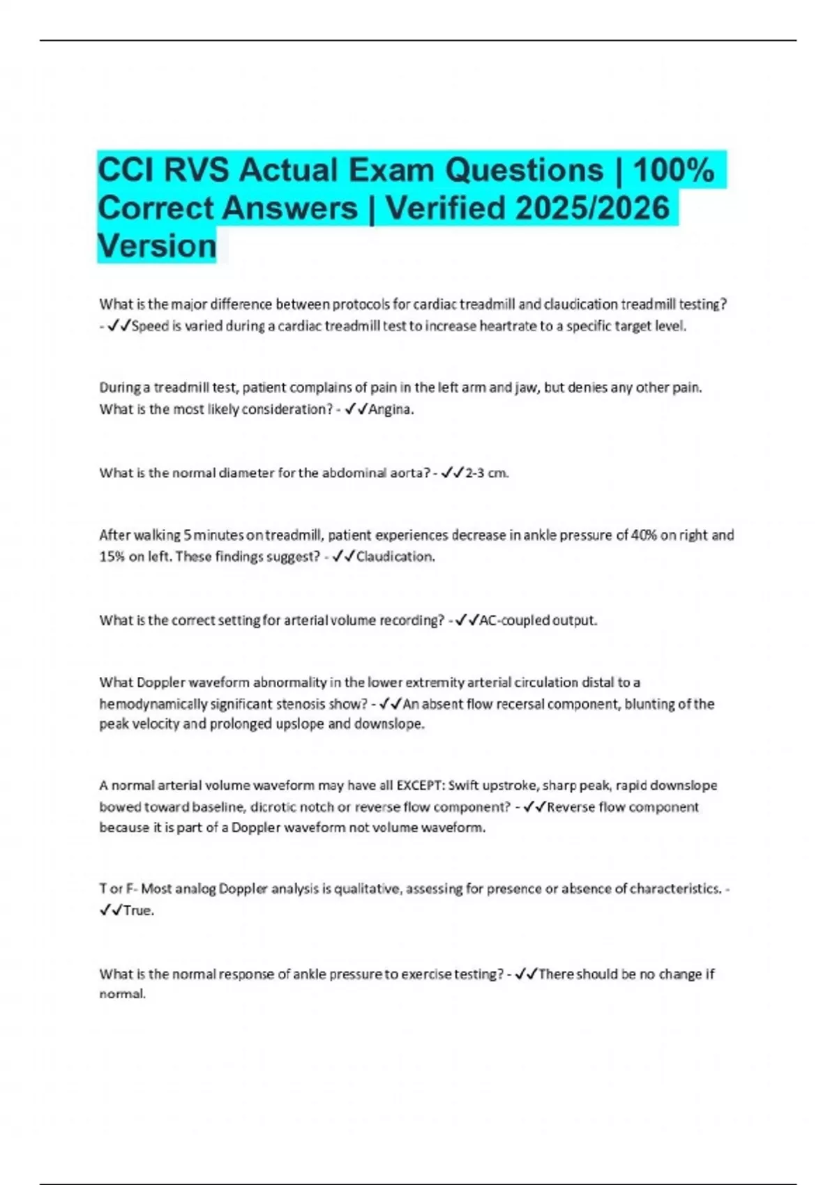 CCI RVS Actual Exam Questions | 100% Correct Answers | Verified 2025/ ...