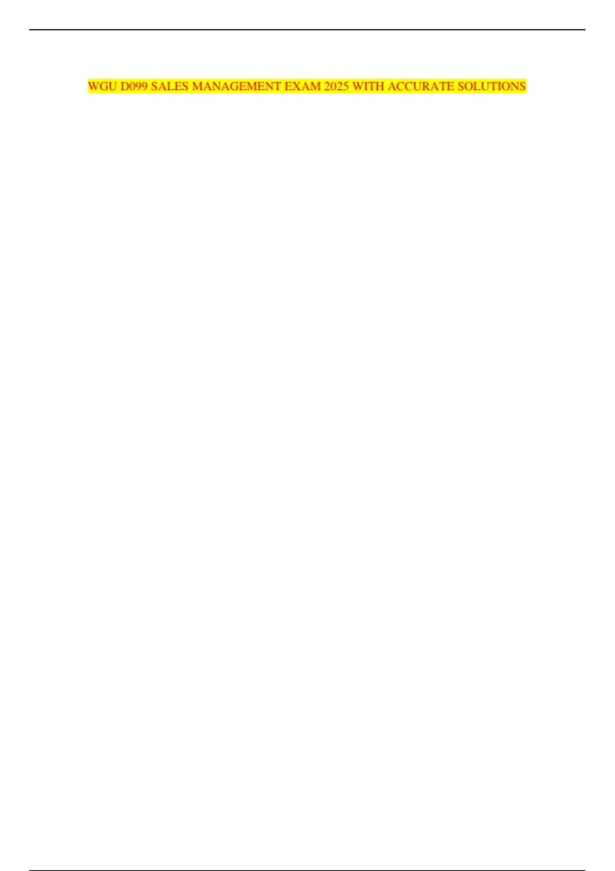 WGU D099 SALES MANAGEMENT EXAM 2025 WITH ACCURATE SOLUTIONS - WGU D099 ...