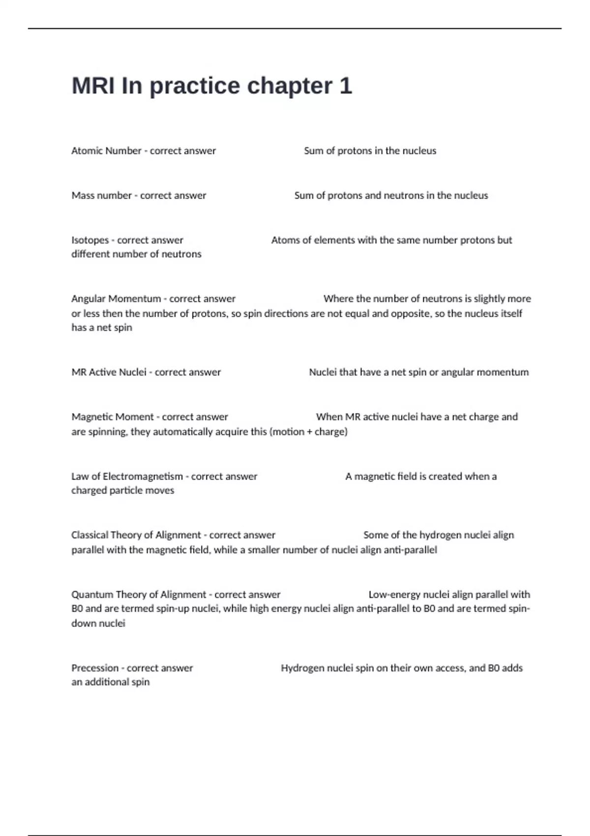 MRI In practice chapter 1 Final Exam With Correct Detailed Answers 100% ...