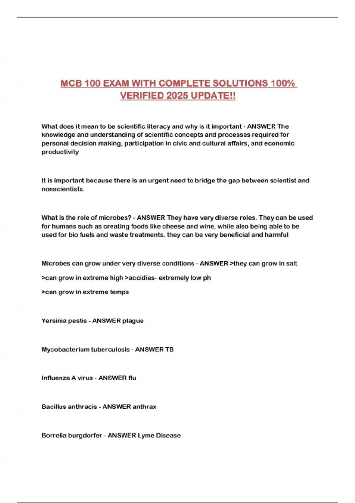 MCB 100 EXAM WITH COMPLETE SOLUTIONS 100% VERIFIED 2025 UPDATE!! - MCB ...