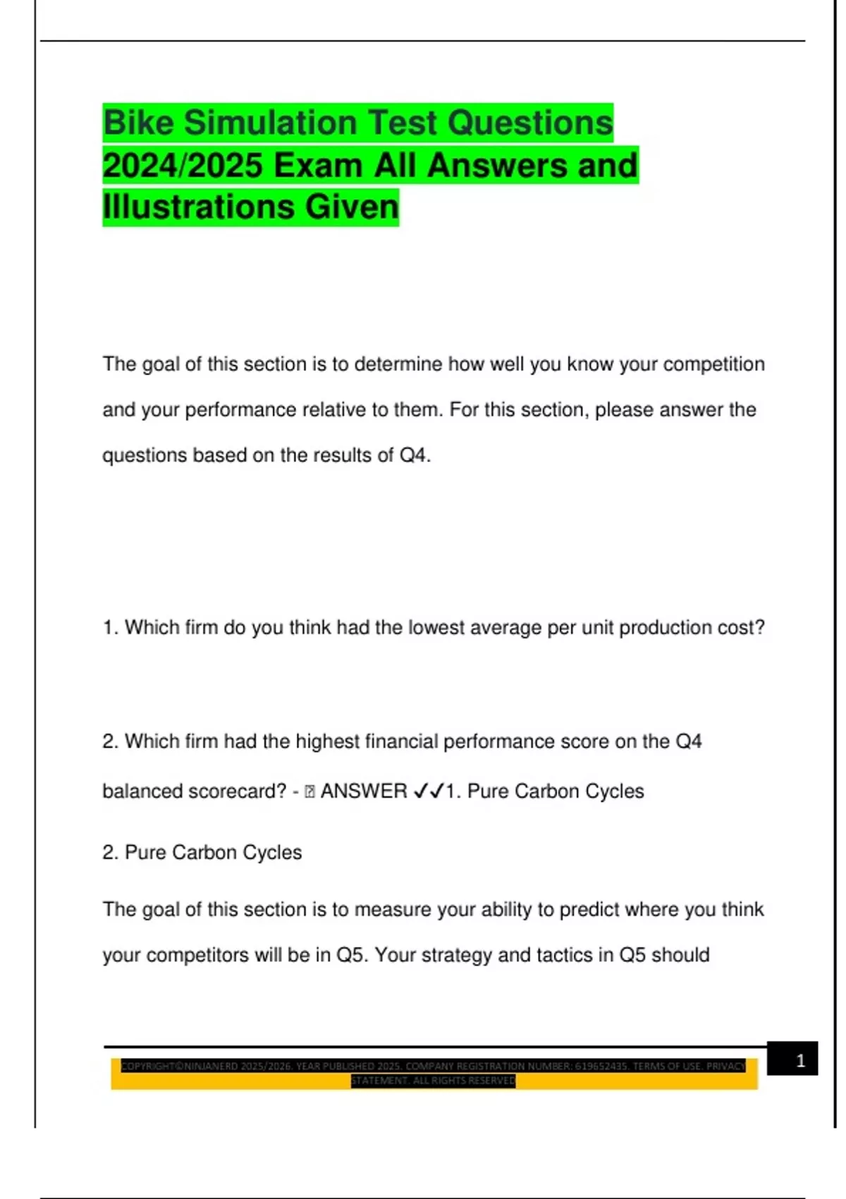Bike Simulation Test Questions 2024/2025 Exam All Answers and ...