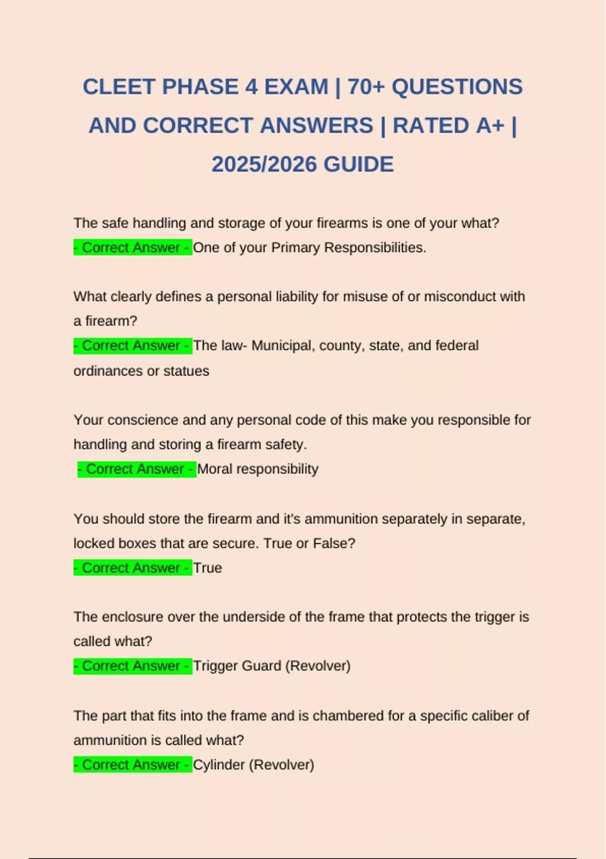 CLEET PHASE 4 EXAM | 70+ QUESTIONS AND CORRECT ANSWERS | RATED A+ ...