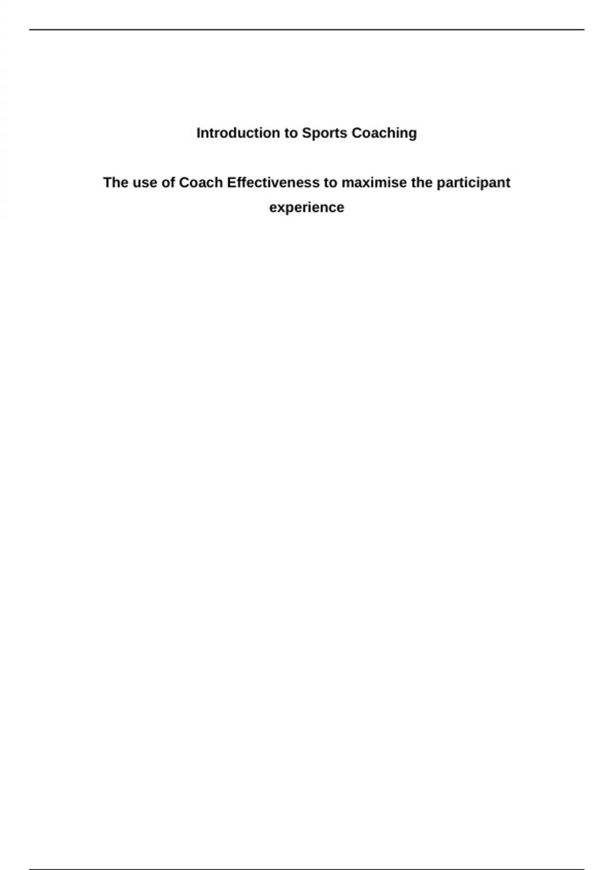 The use of coach effectiveness to maximise participant experience ...