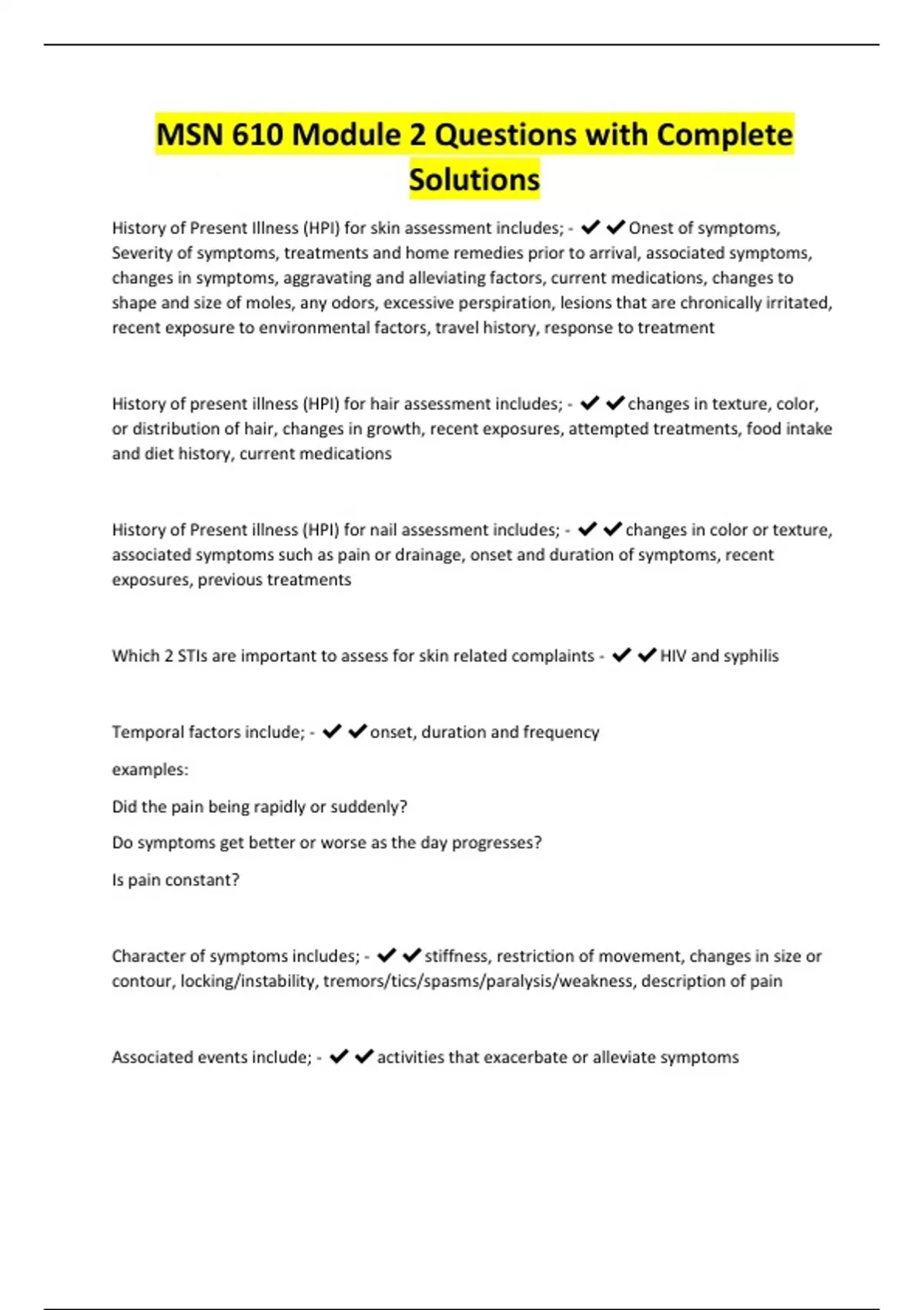 MSN 610 Module 2 Questions with Complete Solutions - MSN 610 - Stuvia US