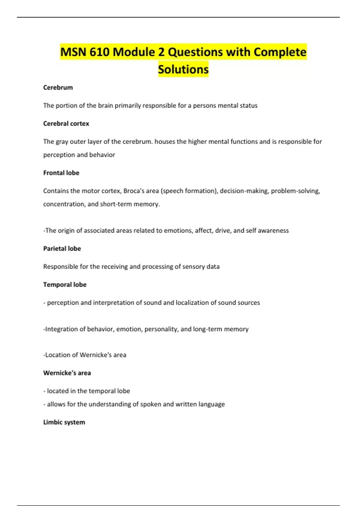 MSN 610 Module 2 Questions with Complete Solutions - MSN 610 - Stuvia US
