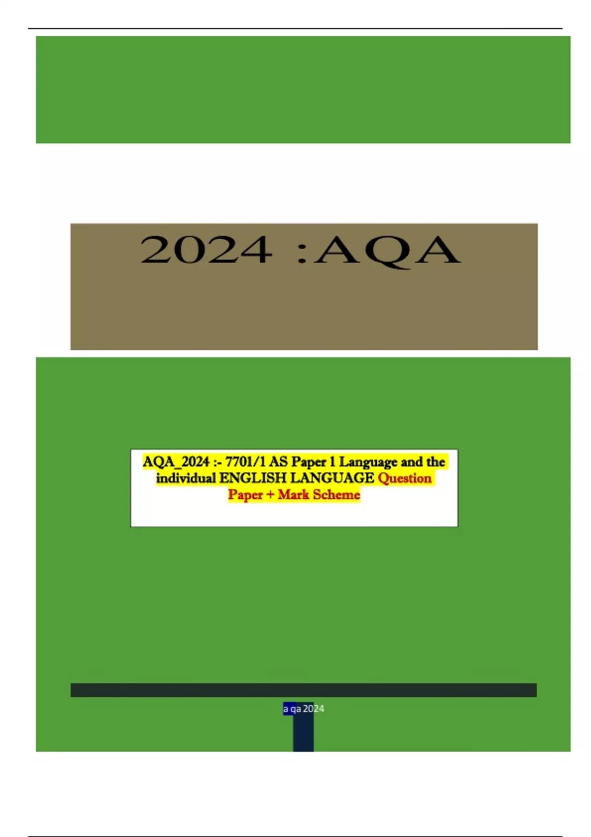 AQA_2024 :- 7701/1 AS ENGLISH LANGUAGE Paper 1 Language and the ...