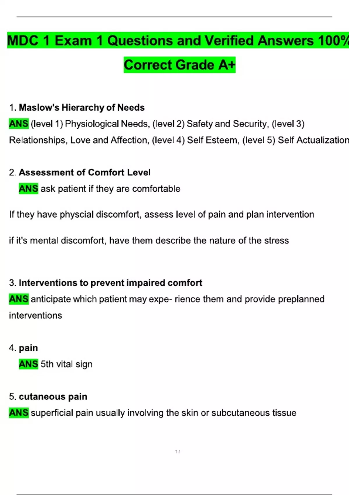 2025 MDC 1 Exam 1 Actual Exam Qs & Ans to Pass the Exam, 100% Verified ...