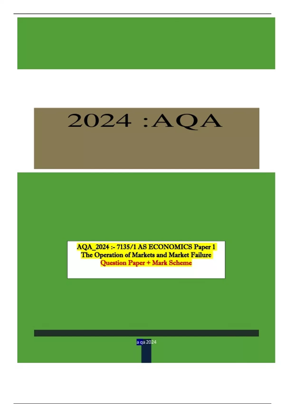 AQA_2024 :- 7135/1 AS ECONOMICS Paper 1 The Operation of Markets and ...