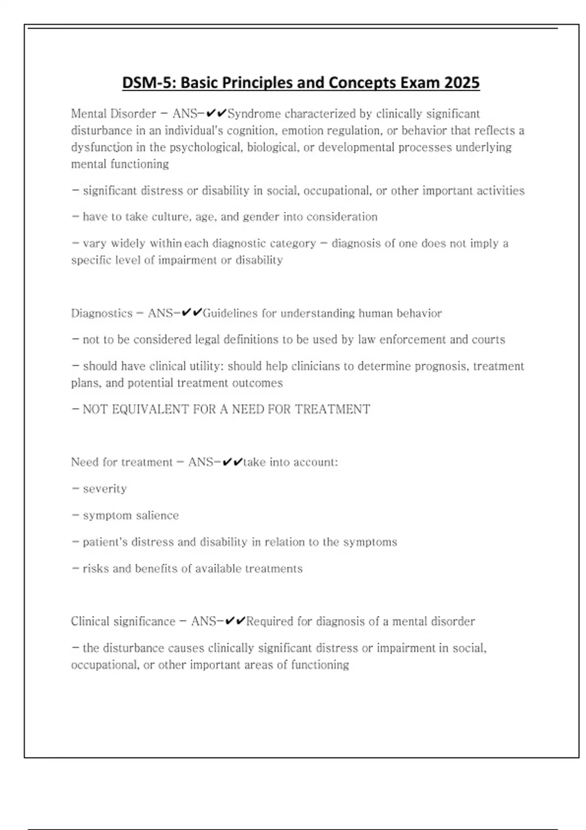 DSM-5: Basic Principles and Concepts Exam 2025 - DSM-5: Basic ...