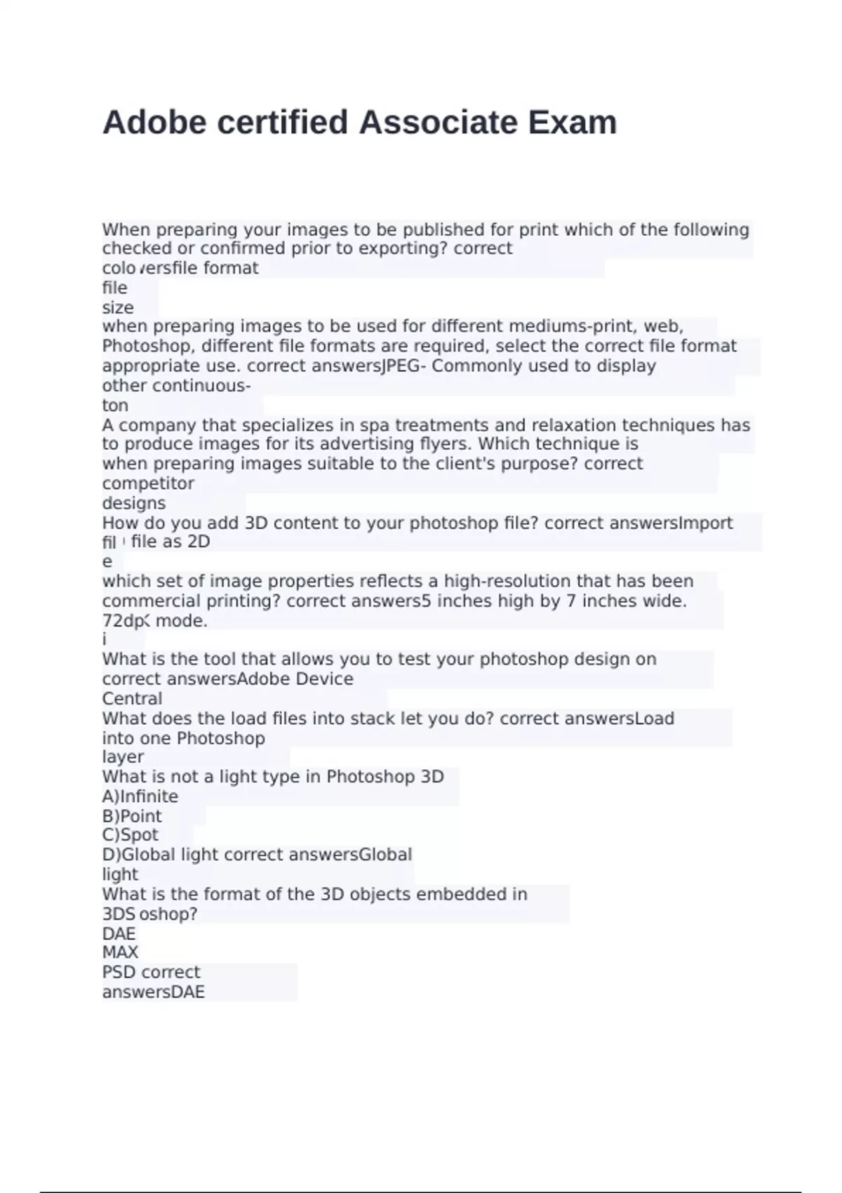 Adobe certified Associate Exam WITH 100% CORRECT ANSWERS 2025 - Adobe ...