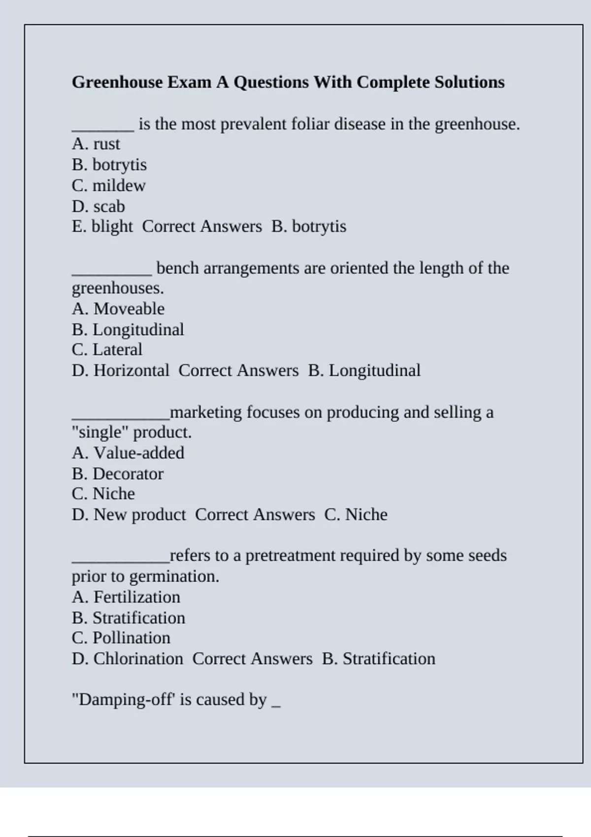 Greenhouse Exam A Questions With Complete Solutions - Greenhouse ...