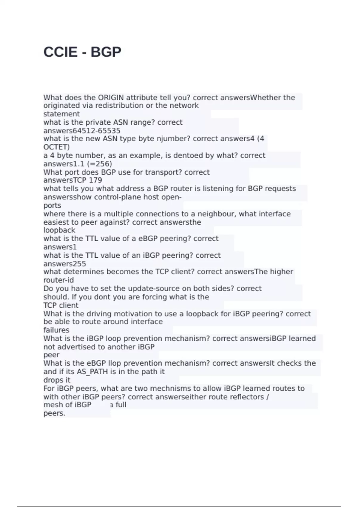 CCIE - BGP EXAM WITH 100% CORRECT ANSWERS 2025 - CCIE - BGP - Stuvia US