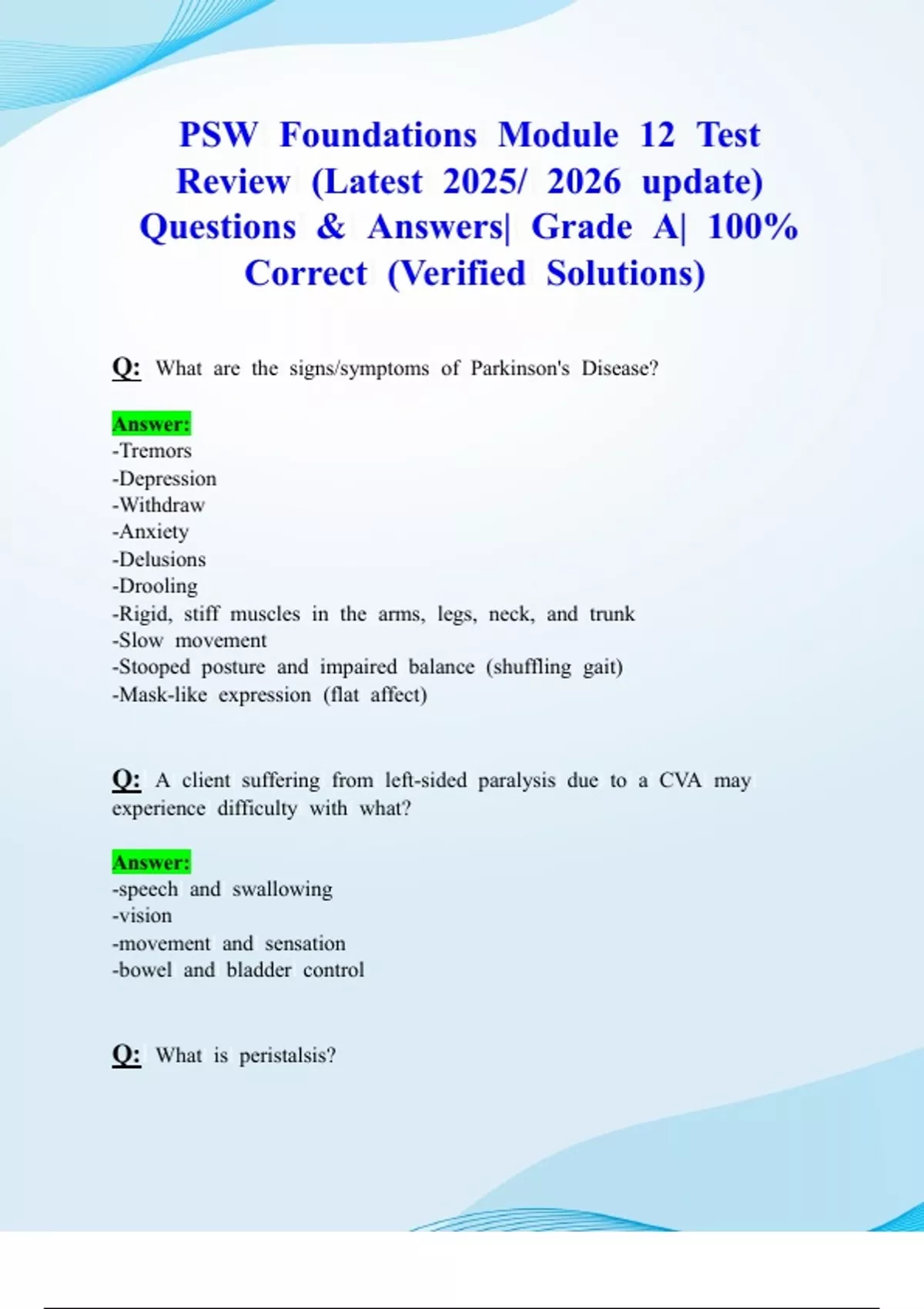 PSW Foundations Module 12 Tests (Latest 2025/ 2026 Updates STUDY BUNDLE ...