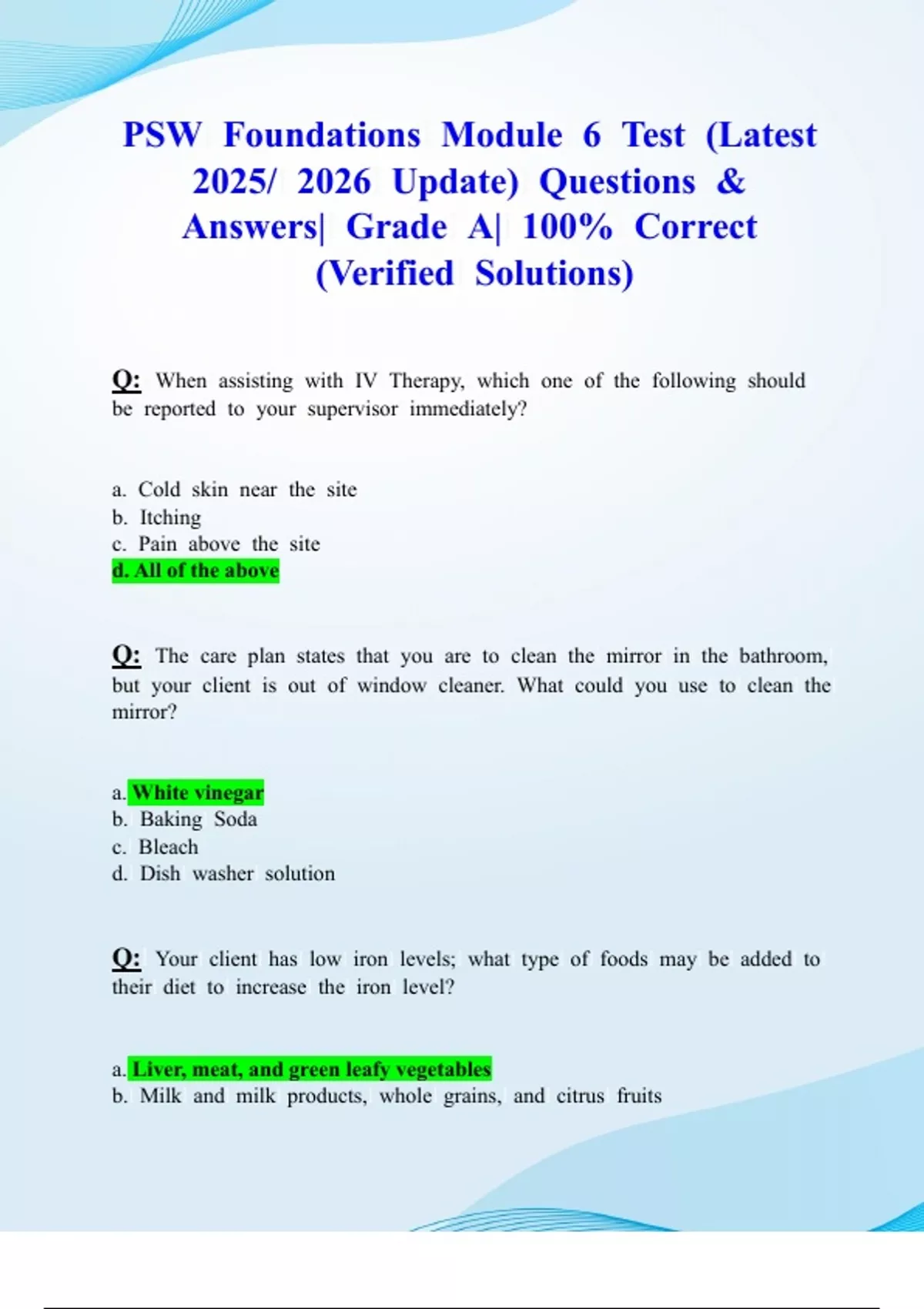 PSW Foundations Module 6 Test (Latest 2025/ 2026 Update) Questions ...