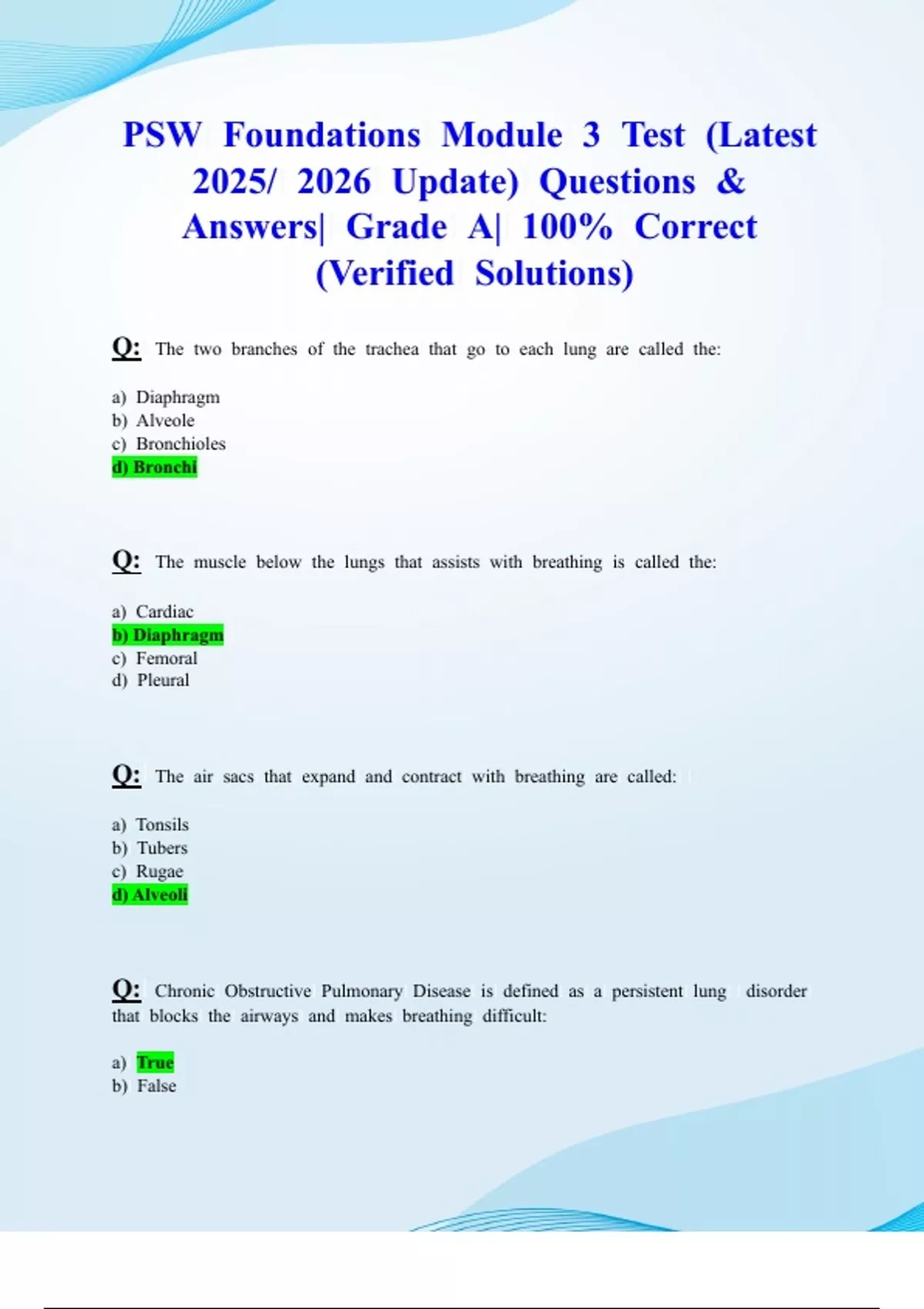 PSW Foundations Module 3 Test (Latest 2025/ 2026 Update) Questions ...