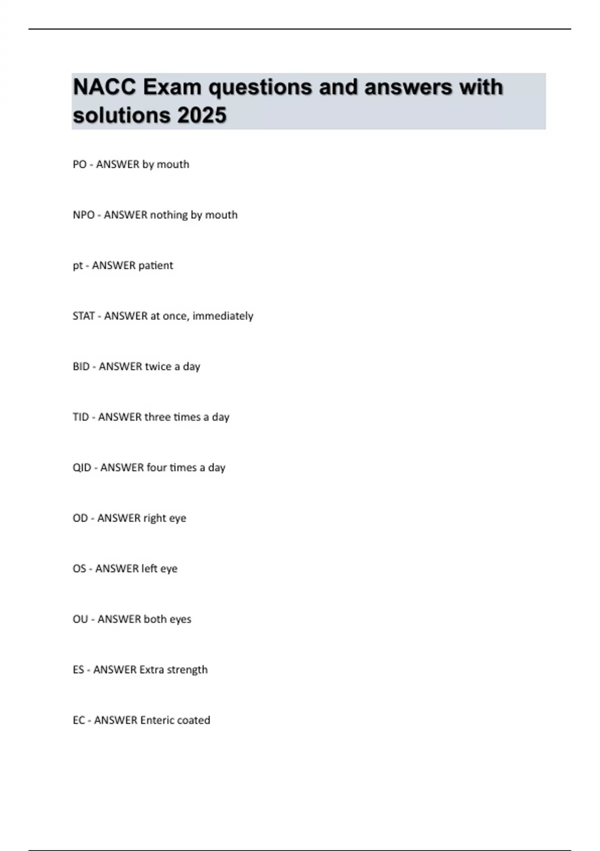 NACC Exam questions and answers with solutions 2025 - NACC PSW - Stuvia US