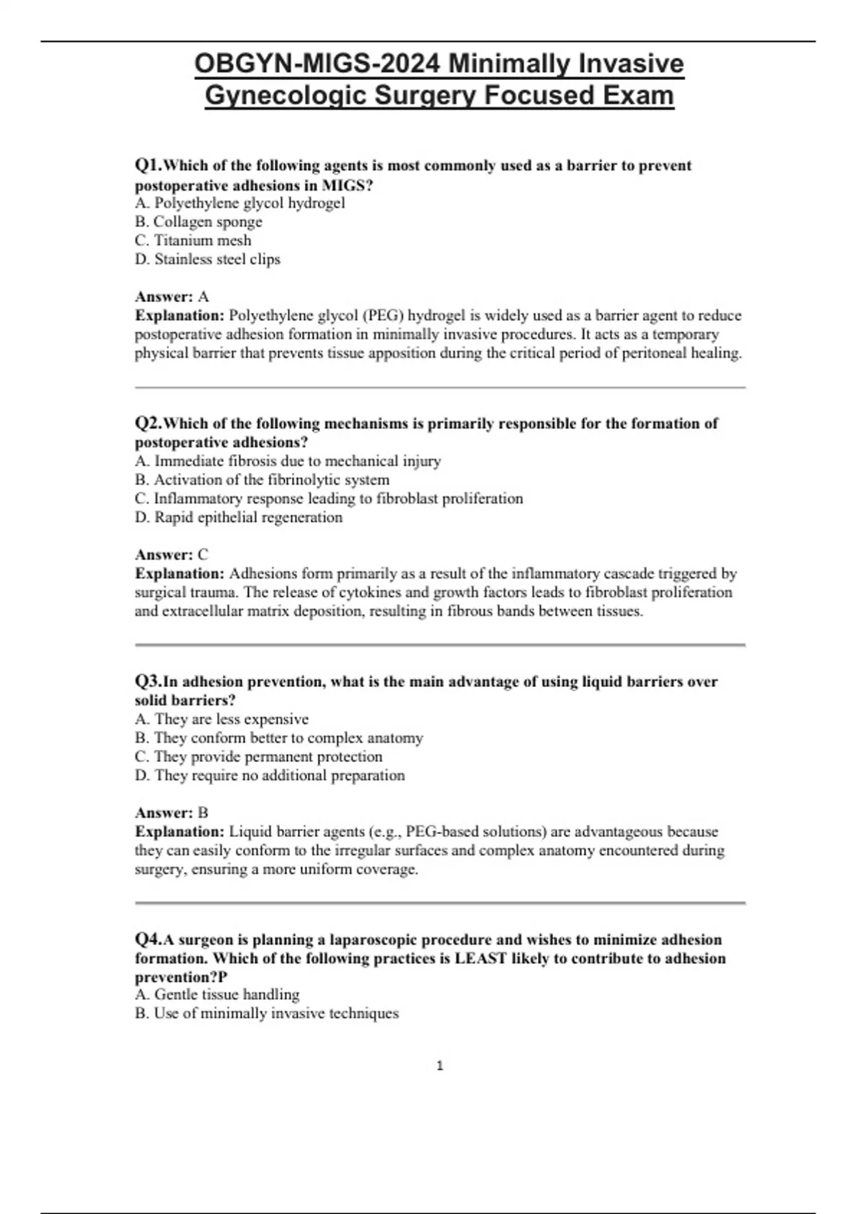 OBGYN-MIGS-2024 Minimally Invasive Gynecologic Surgery Focused Exam ...