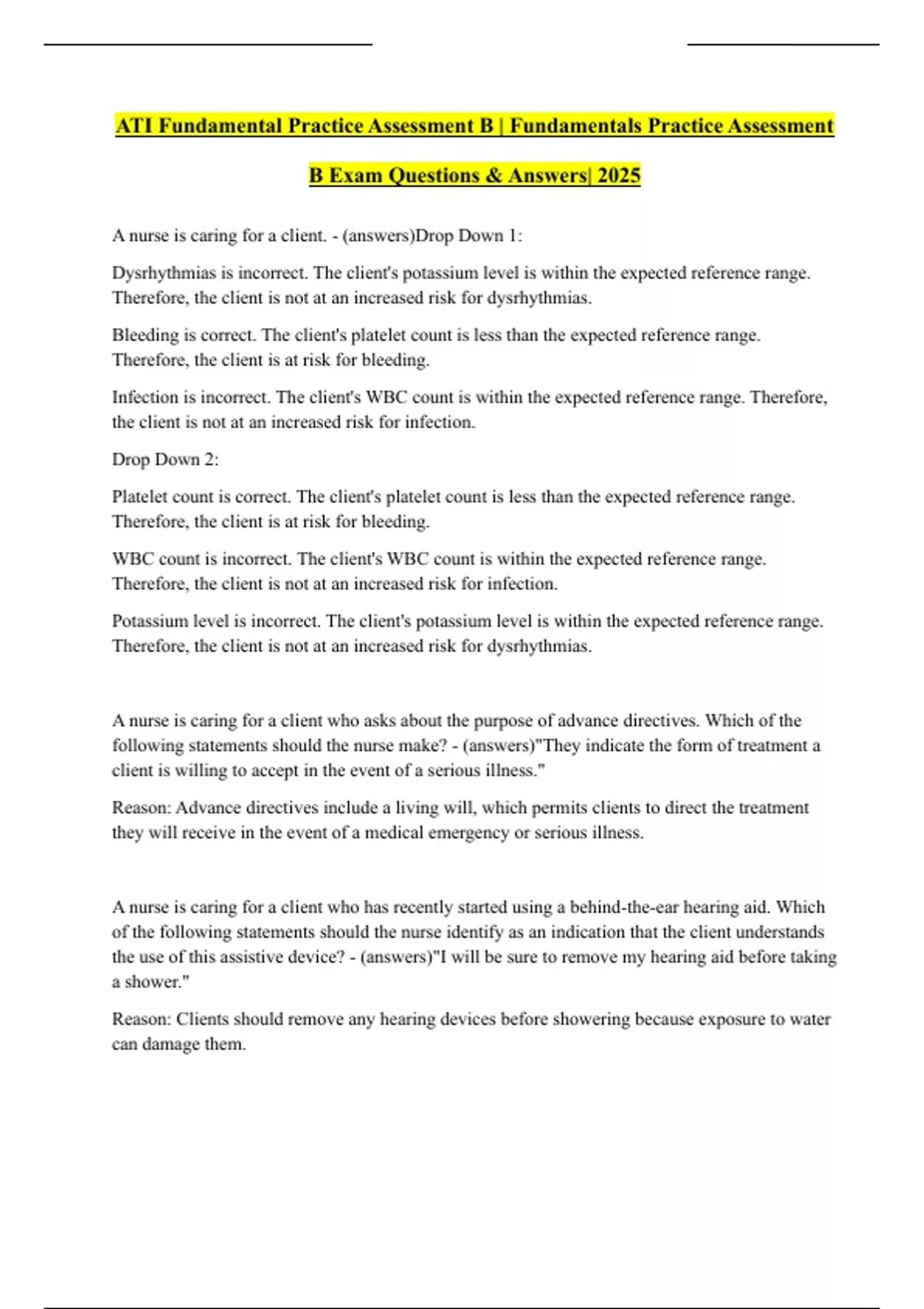 ATI Fundamental Practice Assessment B | Fundamentals Practice ...