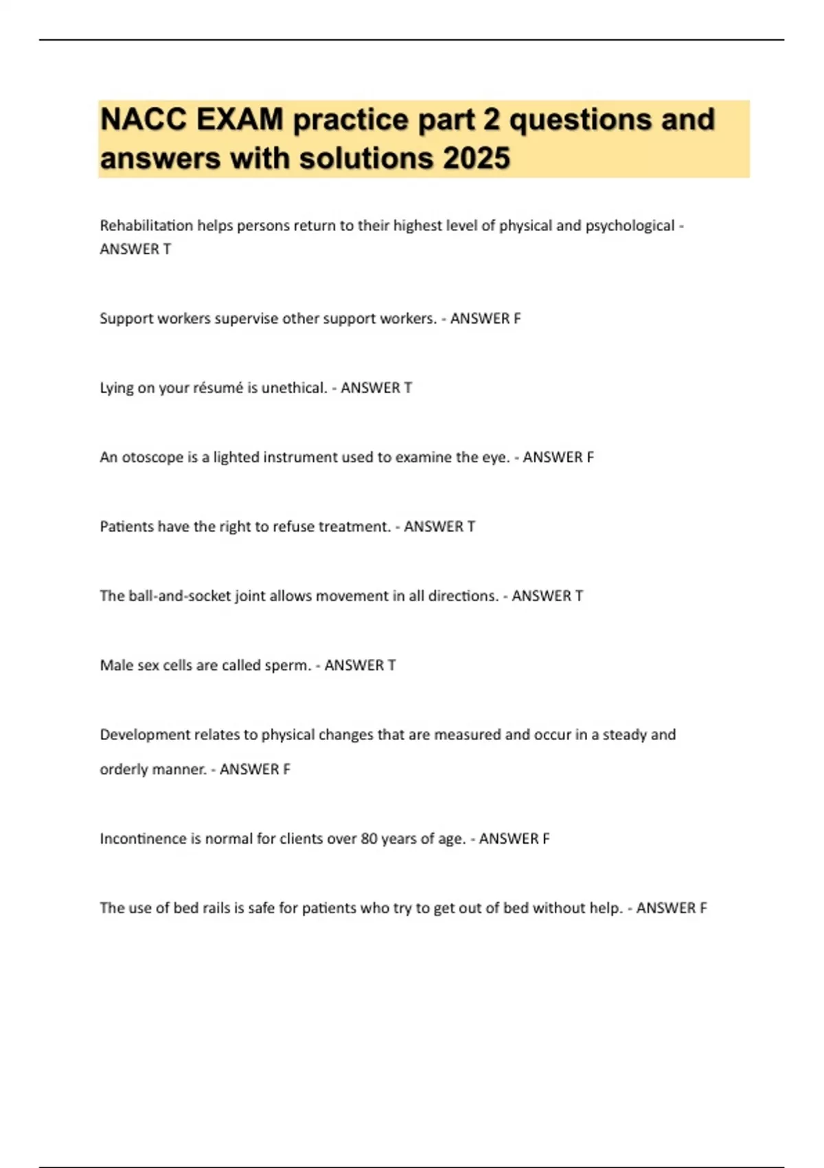 NACC EXAM practice part 2 questions and answers with solutions 2025 ...