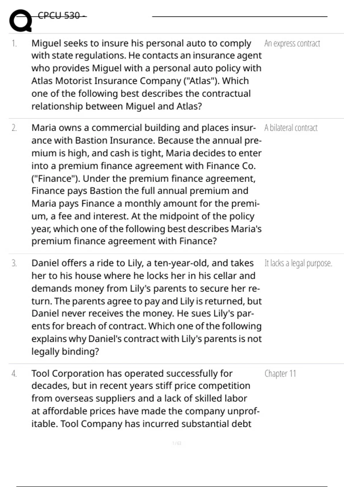 CPCU 530 EXAM 1 NEWEST 2025 ACTUAL EXAM| COMPLETE QUESTIONS AND CORRECT ...