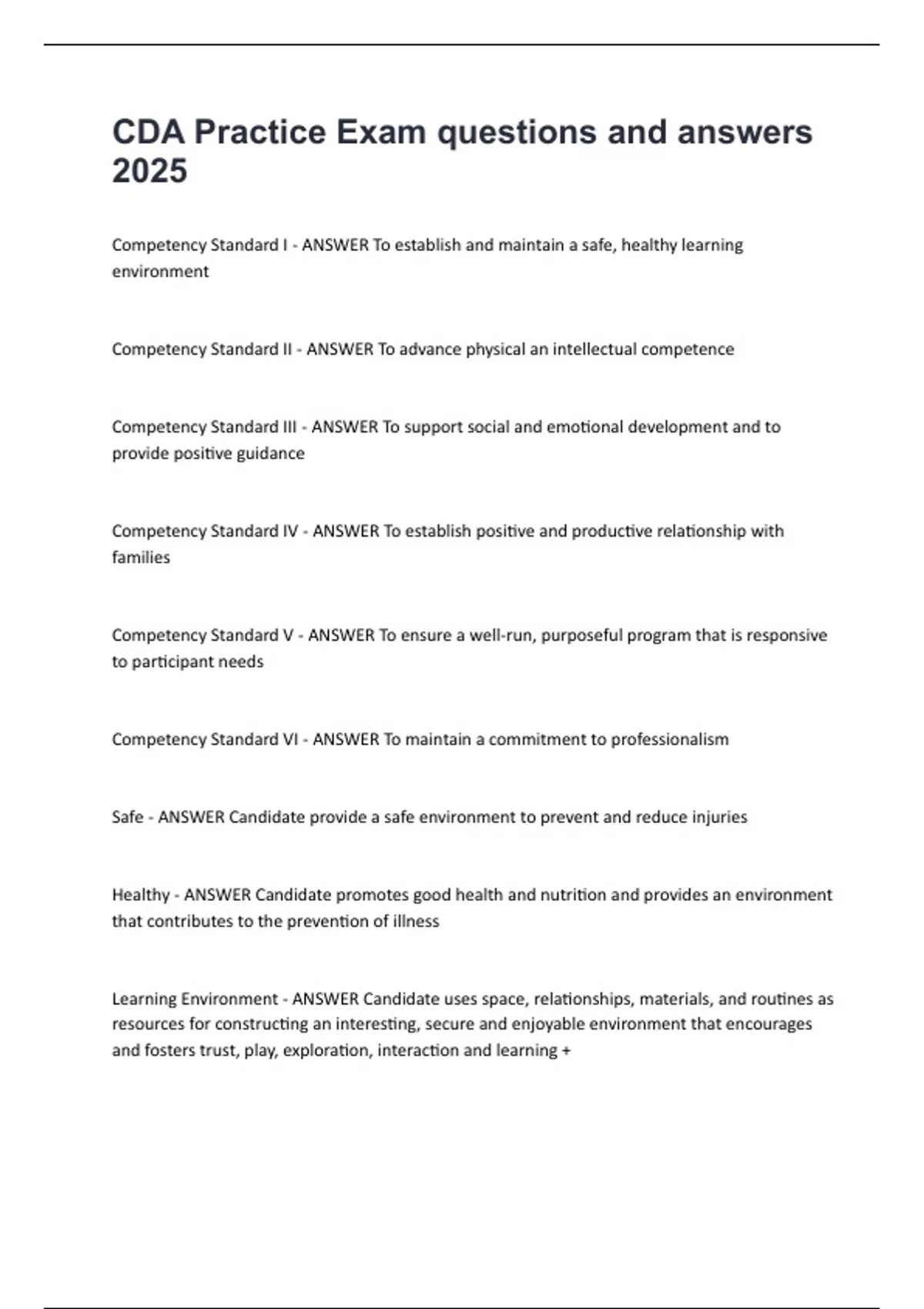 CDA Practice Exam questions and answers 2025 - NACC PSW - Stuvia US