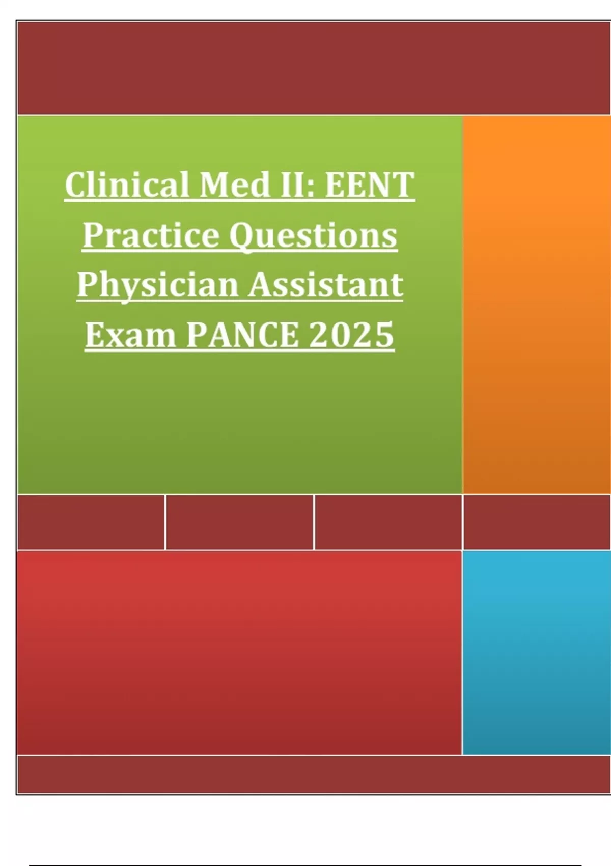 Clinical Med II: EENT Practice Questions Physician Assistant Exam PANCE ...