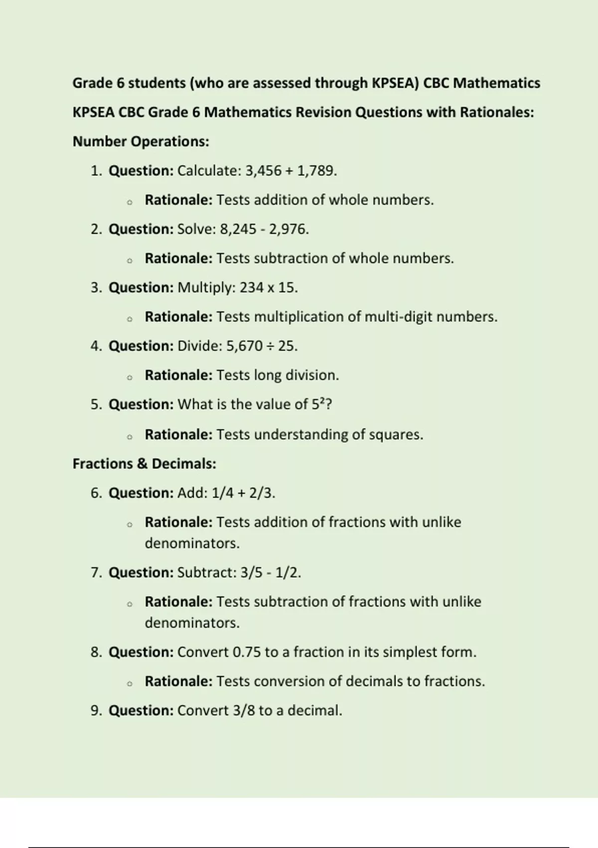Title: "Mastering Mathematical Concepts: A KPSEA Grade 6 Practice Guide ...