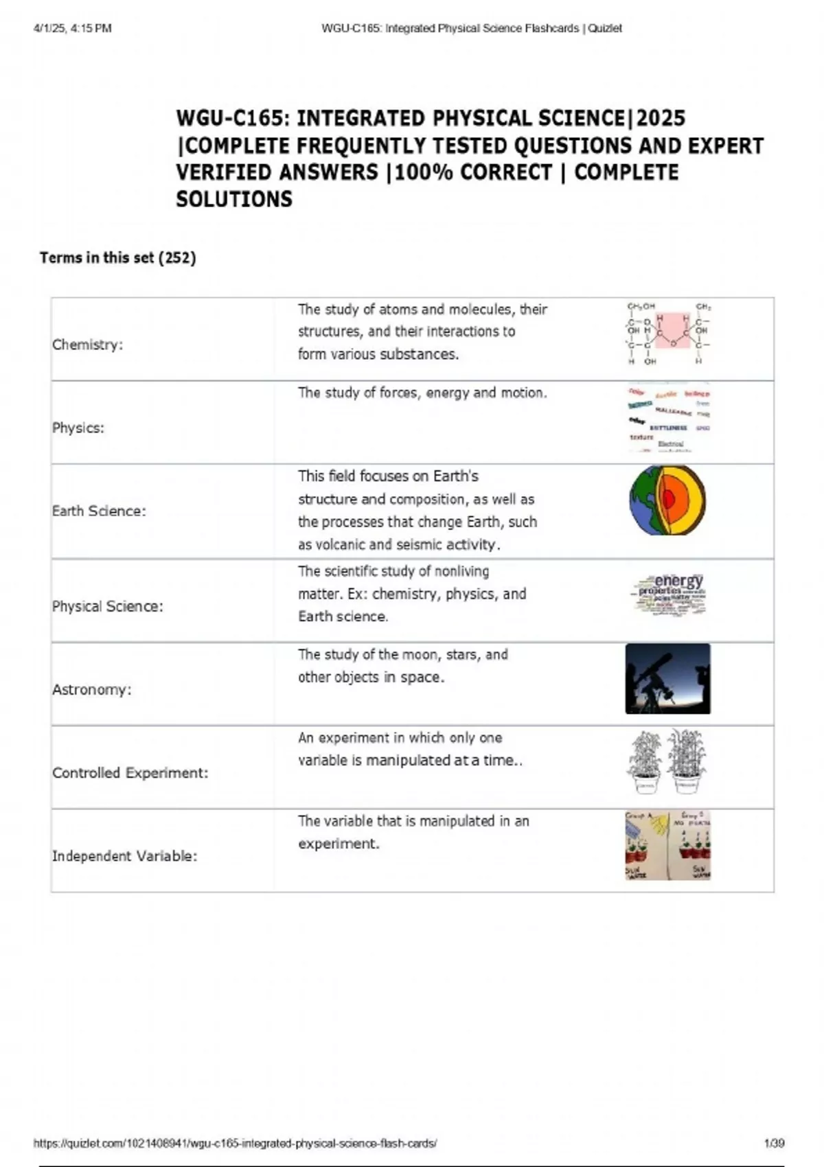 WGU-C165: INTEGRATED PHYSICAL SCIENCE|2025 |COMPLETE FREQUENTLY TESTED ...