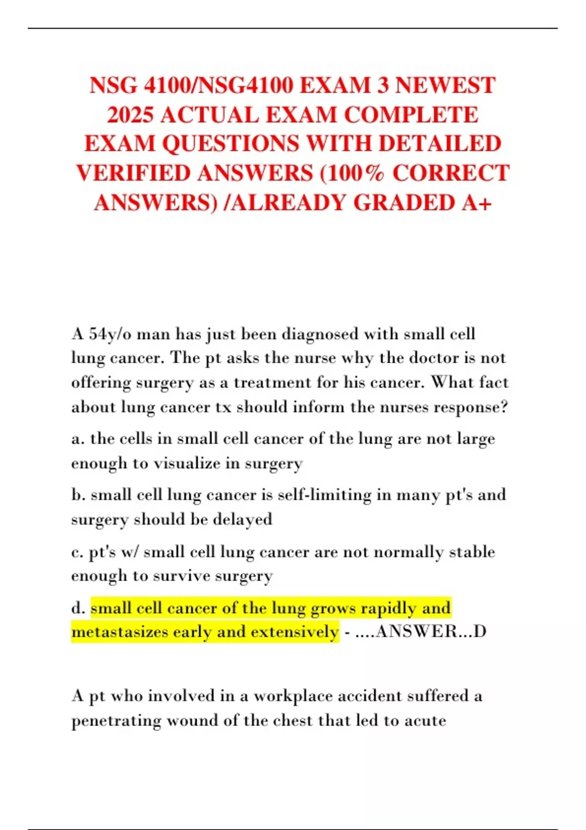 NSG 4100/NSG4100 EXAM 3 NEWEST 2025 ACTUAL EXAM COMPLETE EXAM QUESTIONS ...