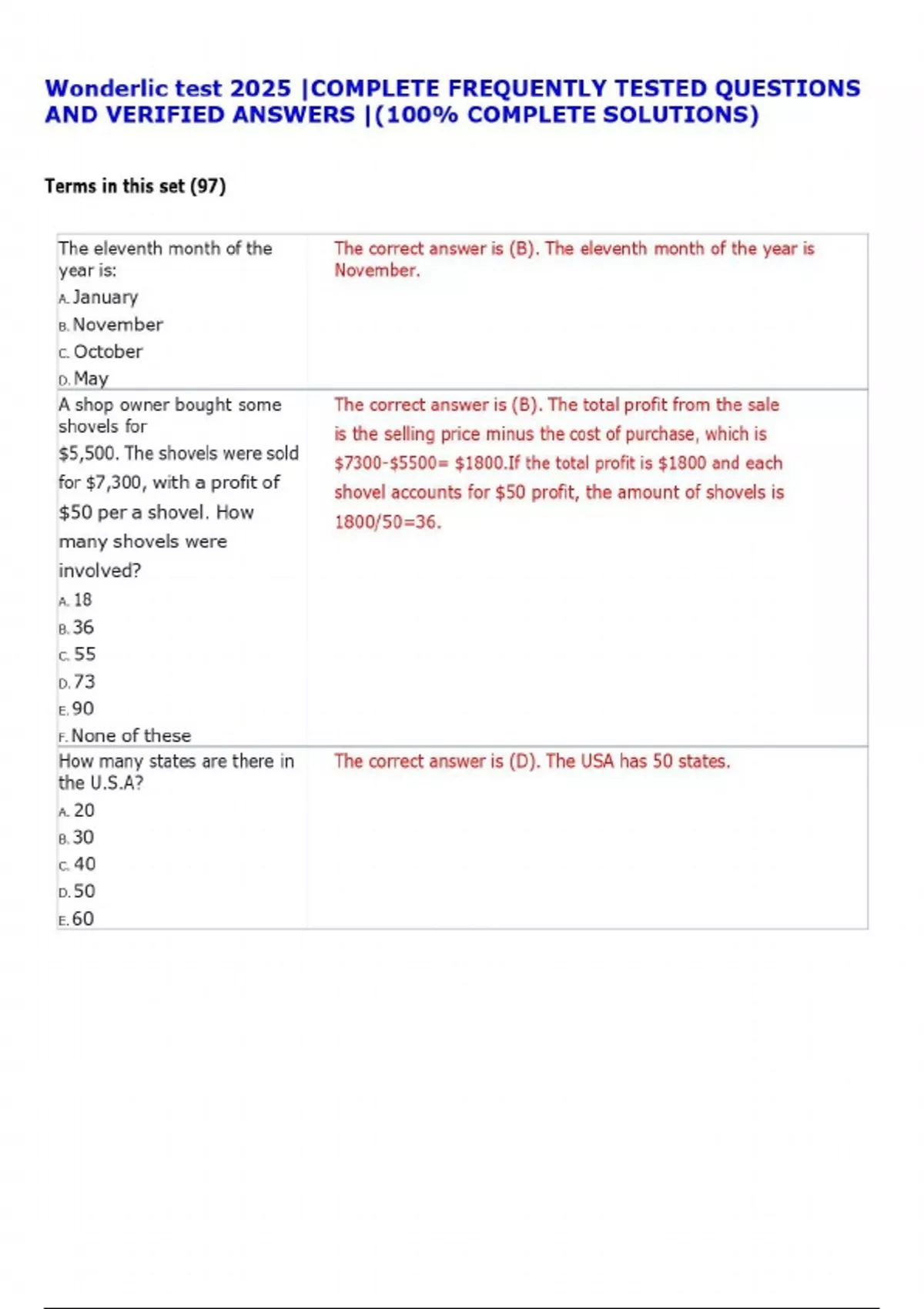 Wonderlic test 2025 |COMPLETE FREQUENTLY TESTED QUESTIONS AND VERIFIED ...
