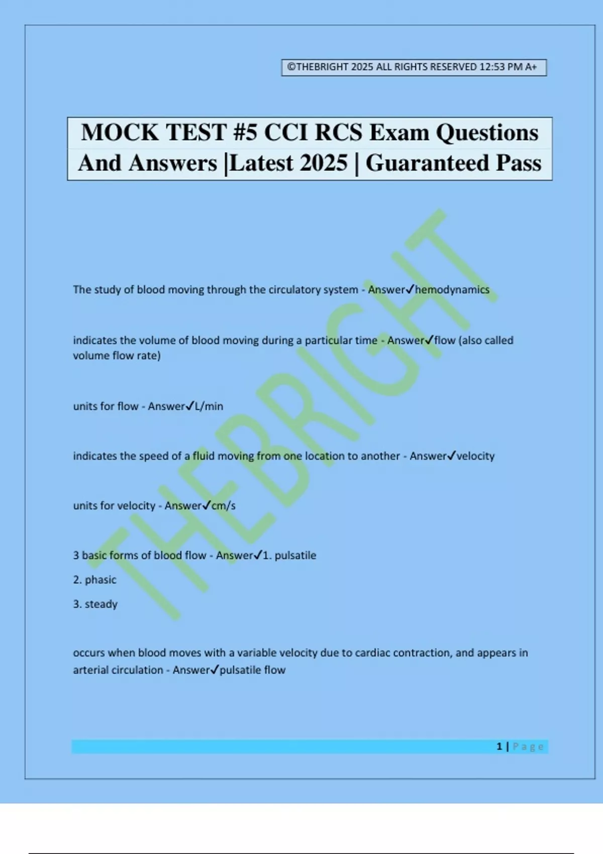 MOCK TEST #5 CCI RCS Exam Questions And Answers |Latest 2025 ...