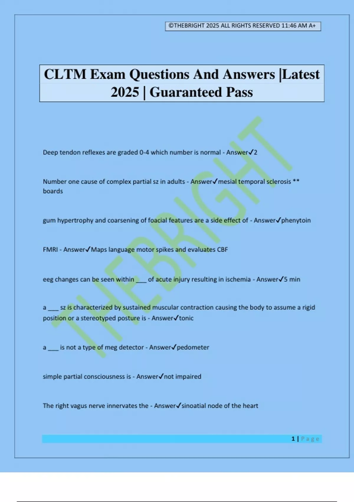 CLTM Exam Questions And Answers |Latest 2025 | Guaranteed Pass - CLTM ...