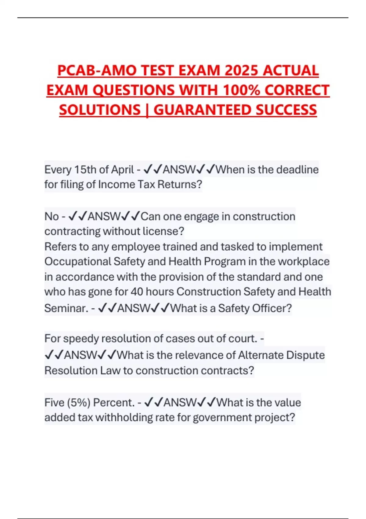 PCAB-AMO TEST EXAM 2025 ACTUAL EXAM QUESTIONS WITH 100% CORRECT ...