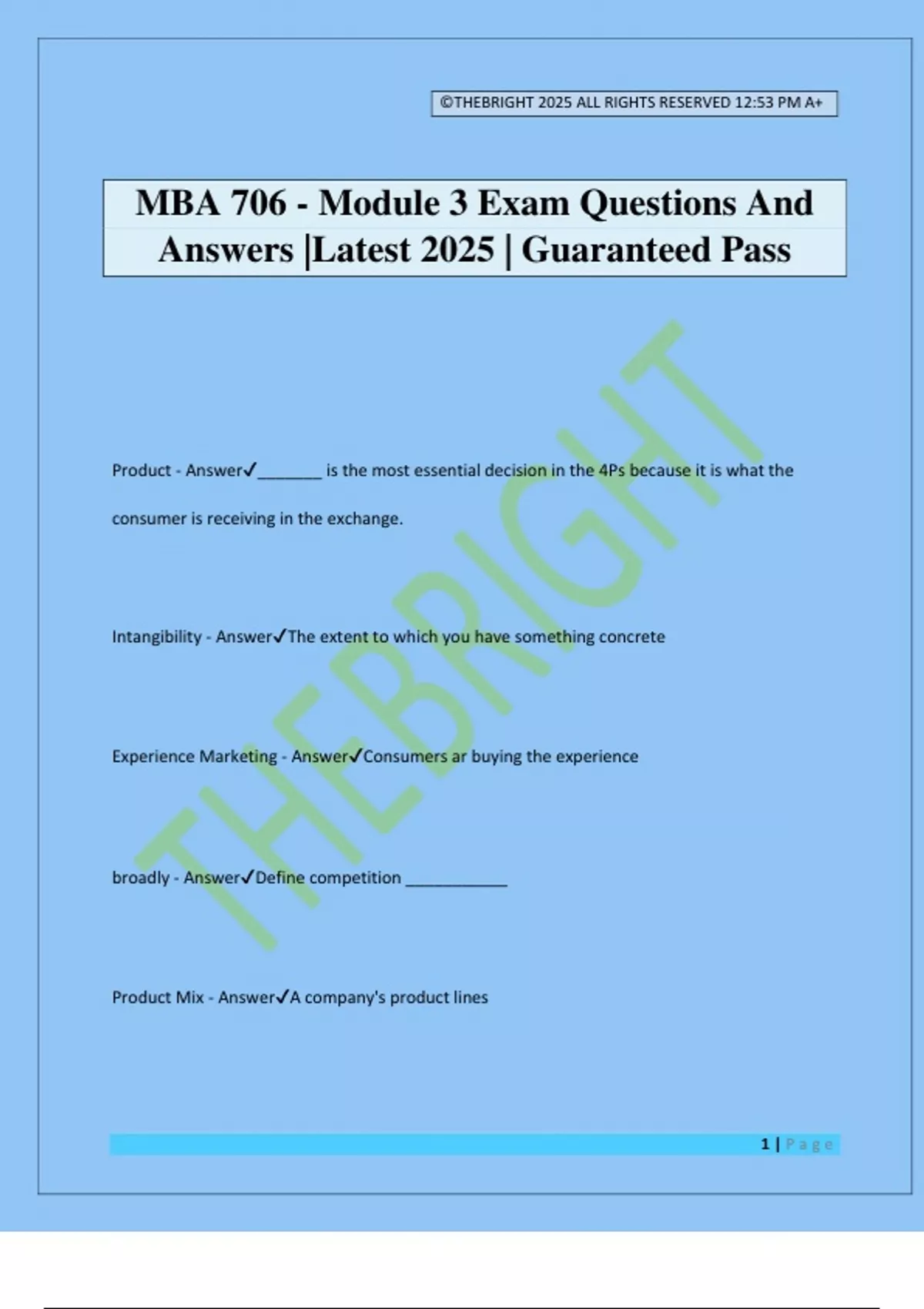 MBA 706 - Module 3 Exam Questions And Answers |Latest 2025 | Guaranteed ...