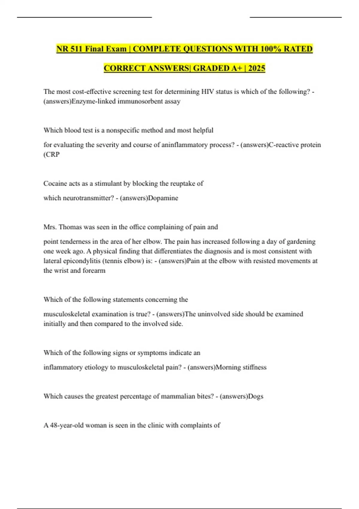 NR 511 Final Exam | COMPLETE QUESTIONS WITH 100% RATED CORRECT ANSWERS ...