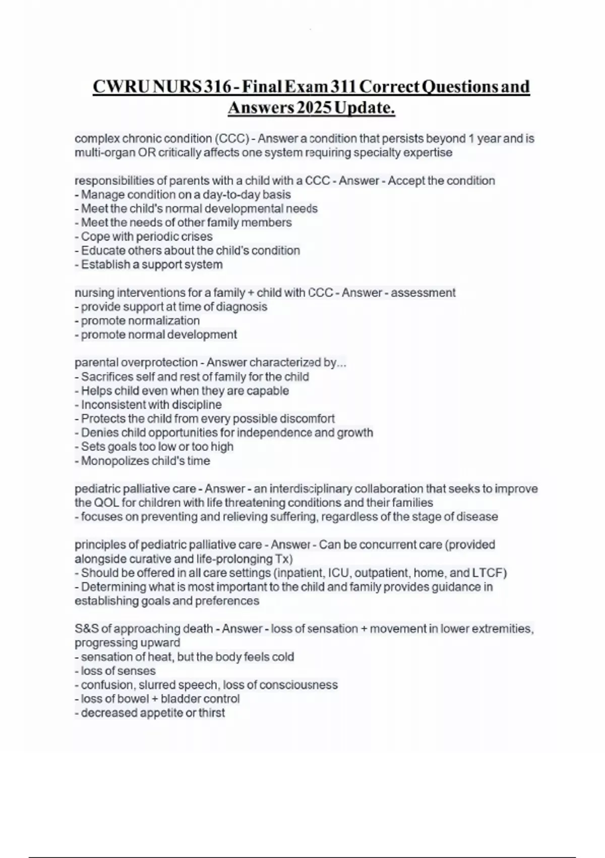 CWRU NURS 316 - Final Exam 311 Correct Questions and Answers 2025 ...