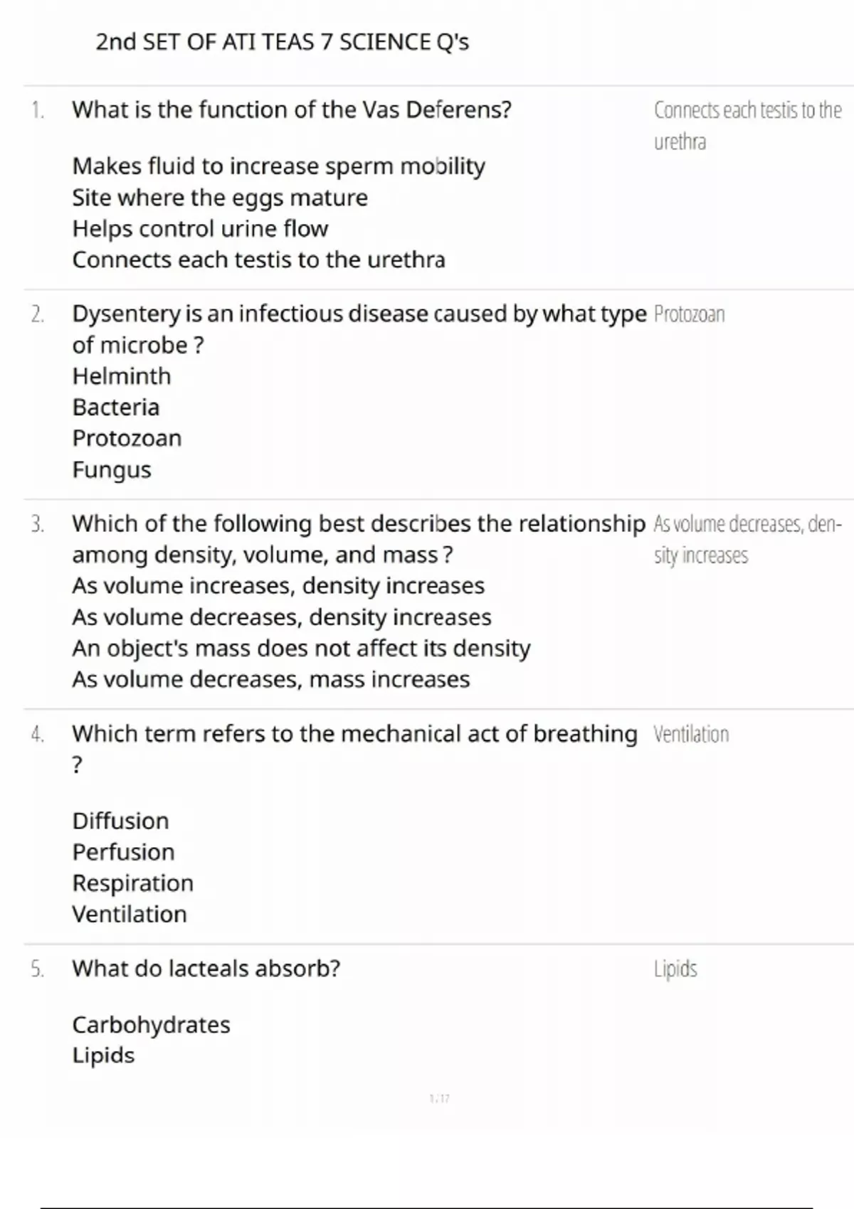 2nd Set of ATI TEAS 7 Science Questions - 2nd Set of ATI TEAS 7 S ...