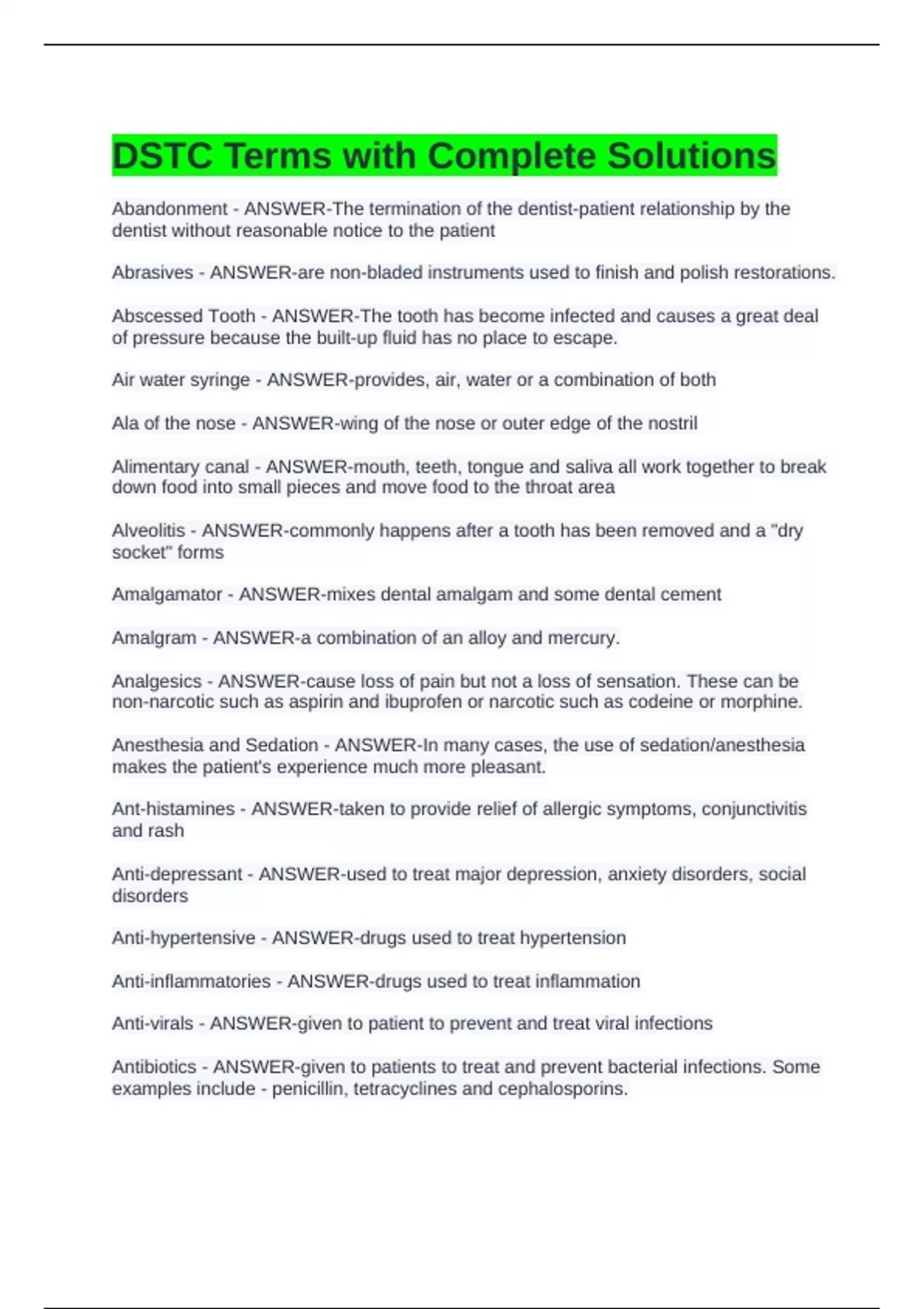 DSTC Terms with Complete Solutions - DSTC - Stuvia US