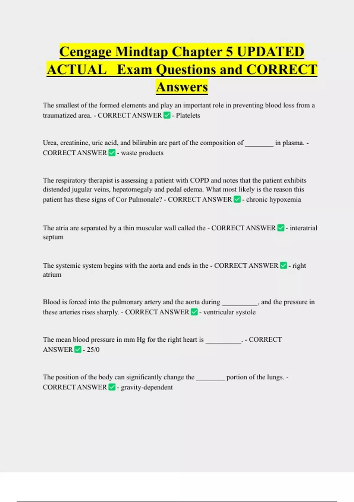 Cengage Mindtap Chapter 5 UPDATED ACTUAL Exam Questions and CORRECT ...