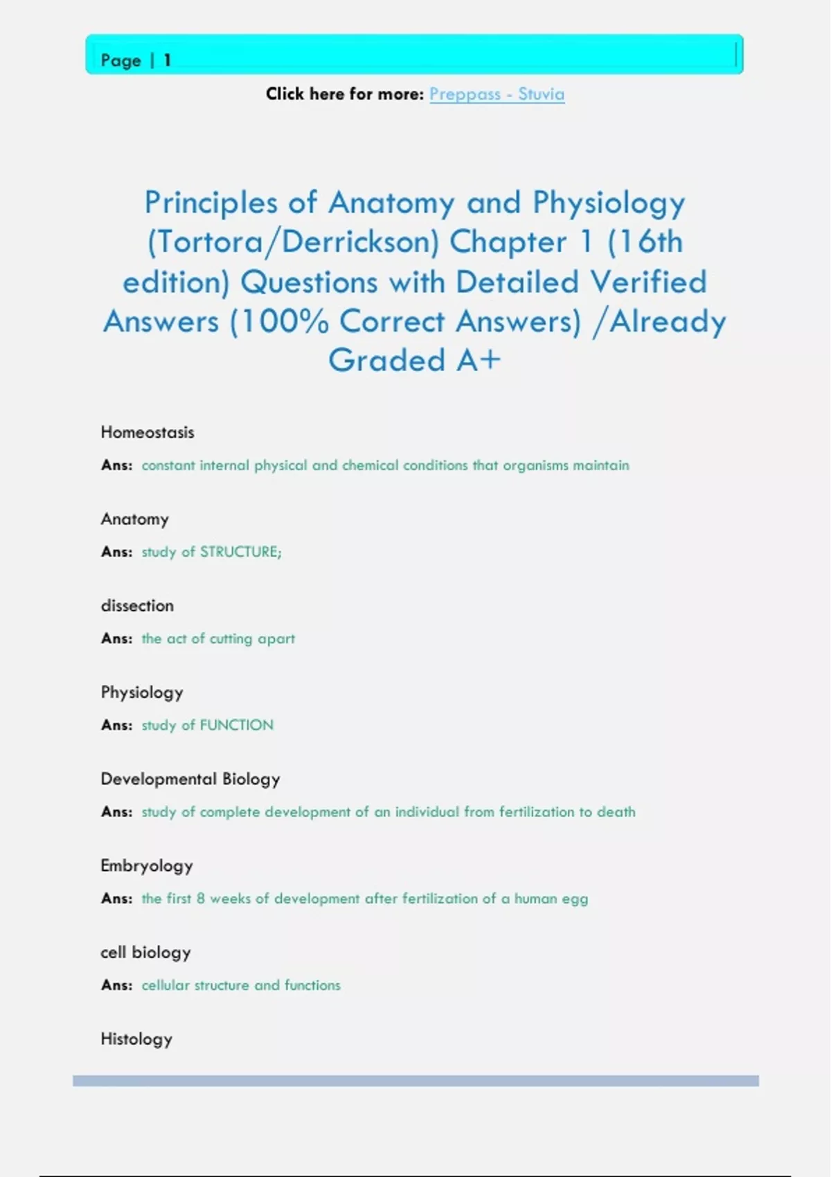 Principles of Anatomy and Physiology (Tortora/Derrickson) Chapter 1 ...