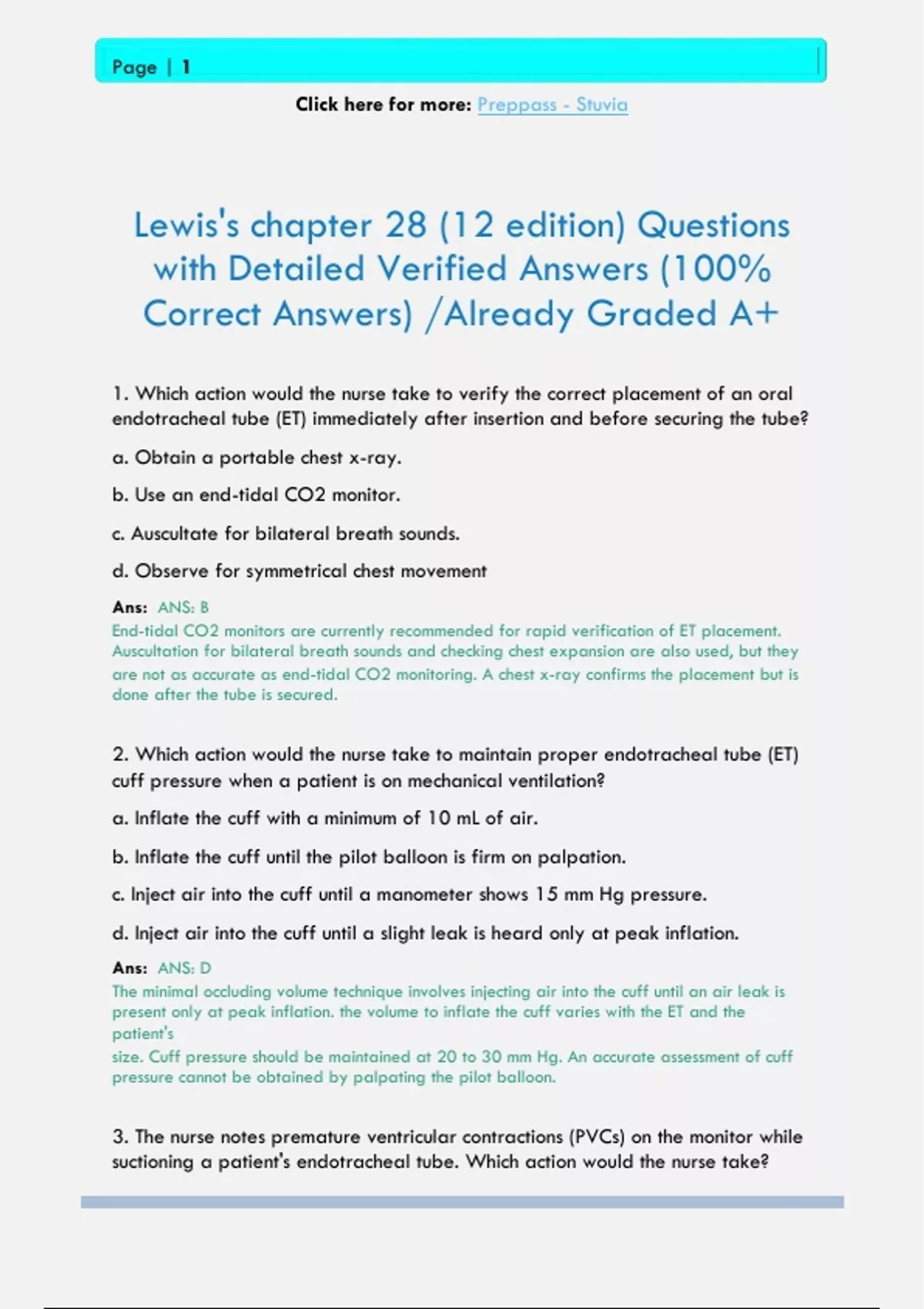 ewis's chapter 28 (12 edition) Questions with Detailed Verified Answers (100% Correct Answers ...