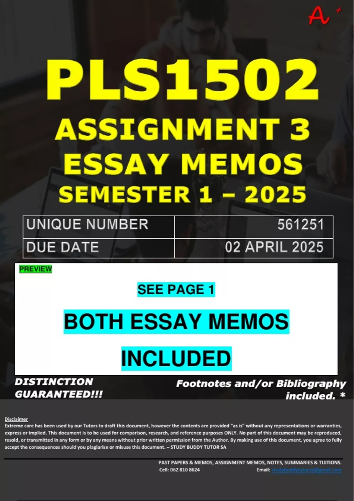 PLS1502 ASSIGNMENT 3 ESSAY MEMOS - SEMESTER 1 - 2025 - UNISA – DUE DATE ...