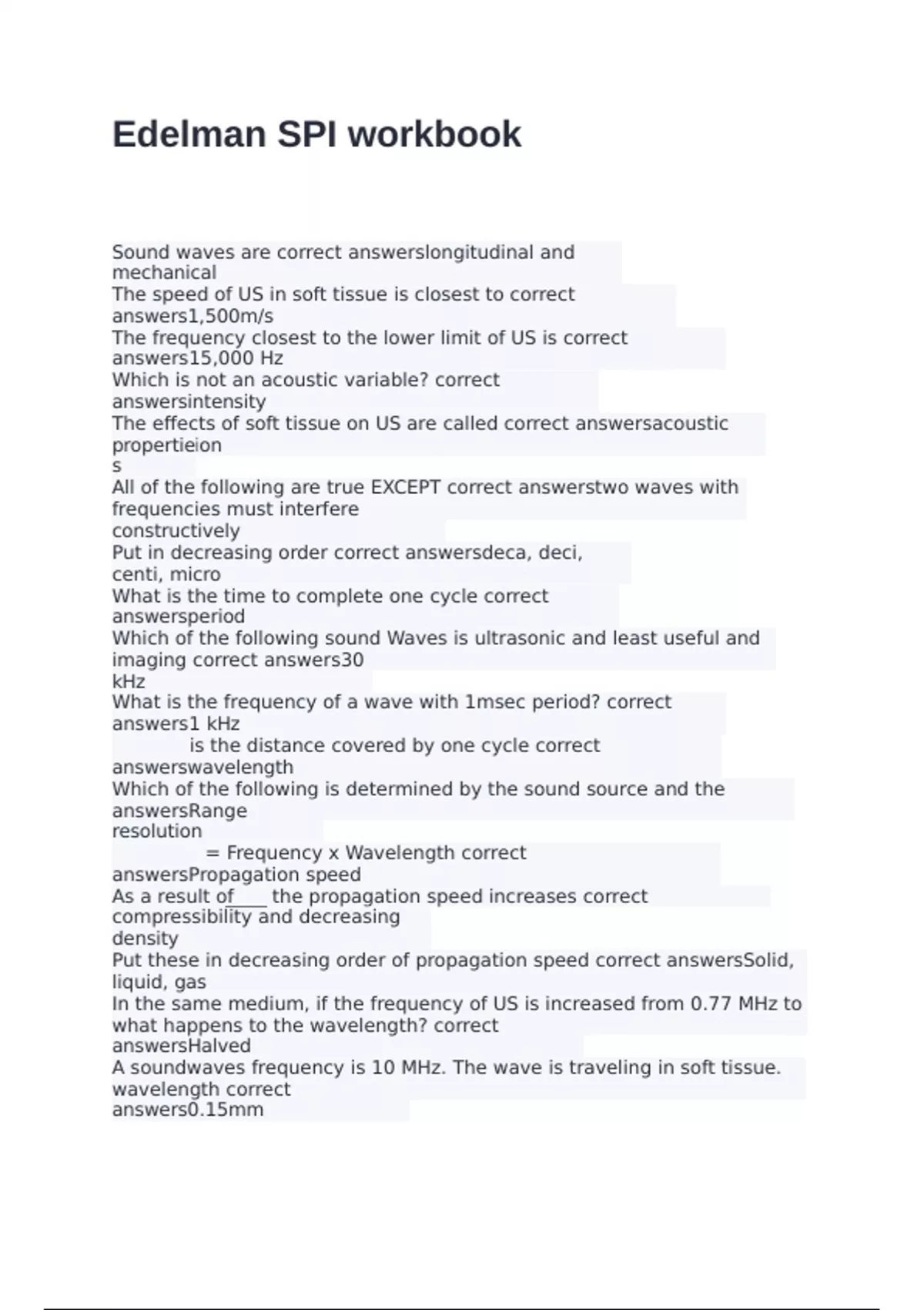 ULTRASOUND PHYSICS BUNDLED EXAMS REVIEW- EDELMAN WITH CORRECT ANSWERS ...