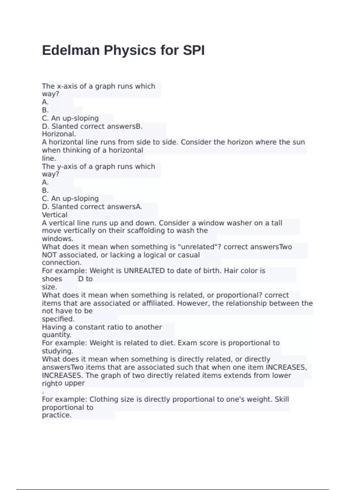 Edelman Physics for SPI exam with 100% correct answers 2025 - Edelman ...