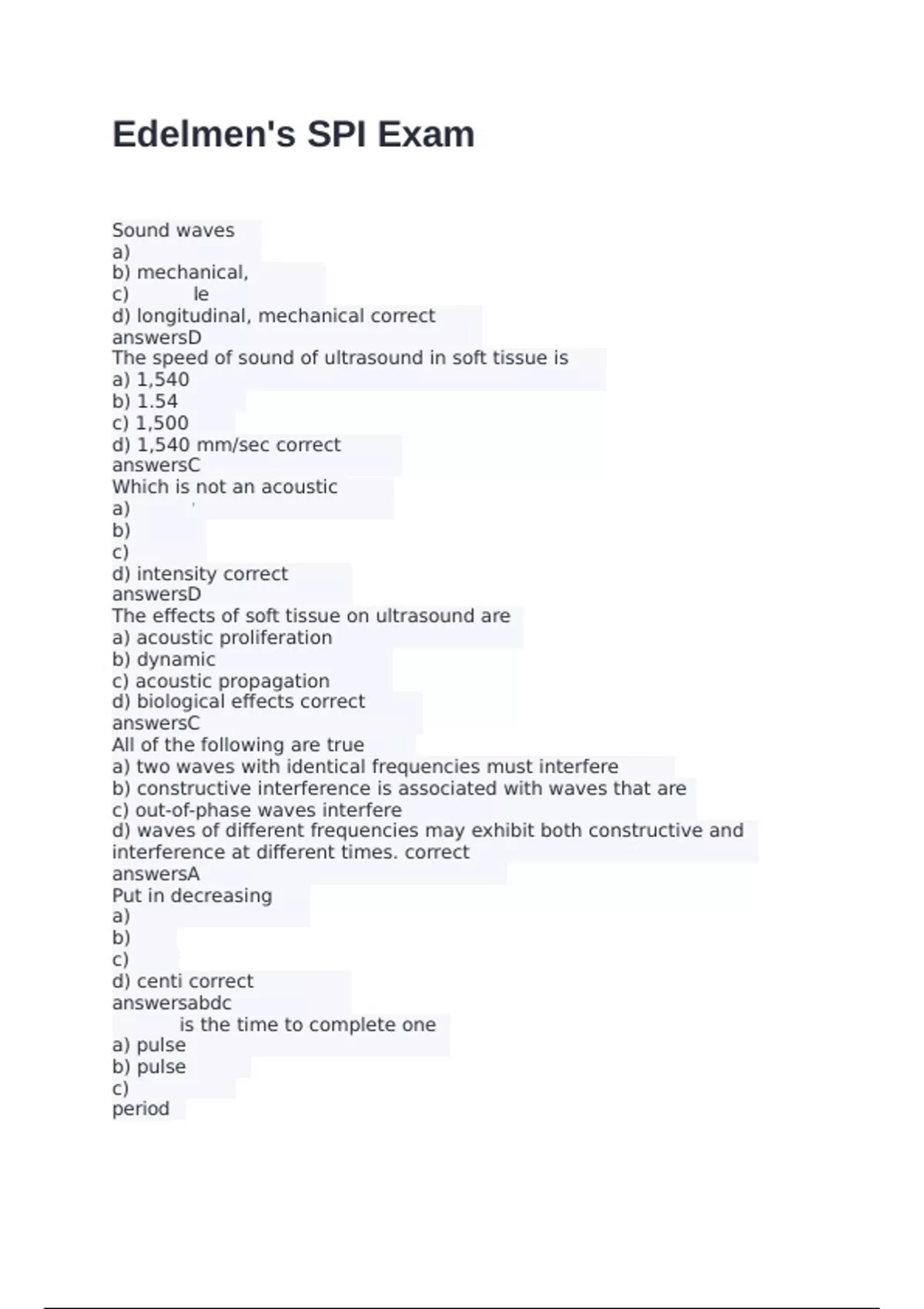 Edelmen's SPI Exam with 100% correct answers 2025 - Edelmen\\\'s SPI ...