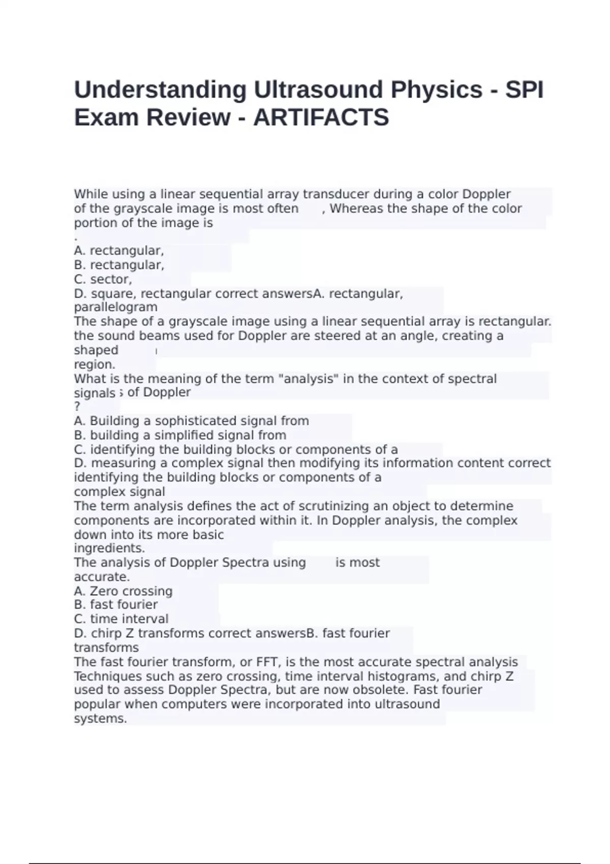 Understanding Ultrasound Physics - SPI Exam with 100% correct answers ...