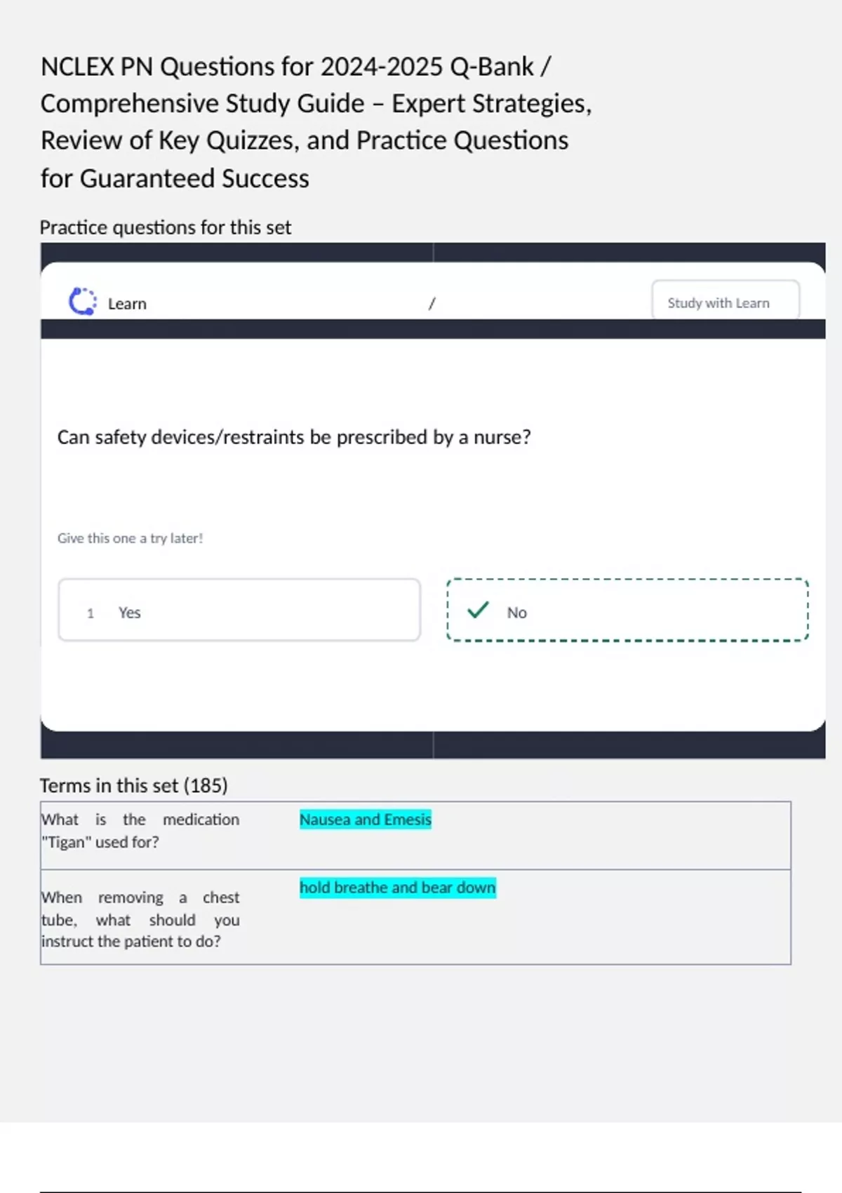 NCLEX PN Questions for Q-Bank / Comprehensive Study Guide – Expert ...