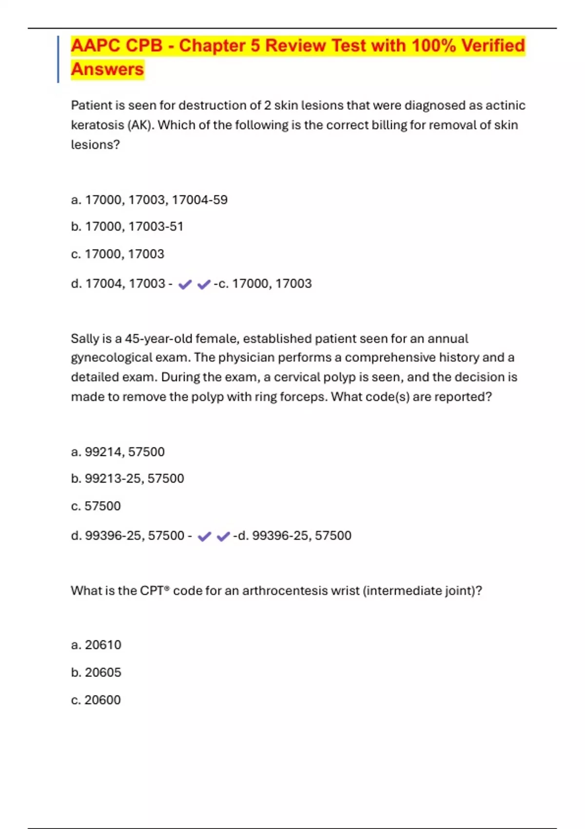 AAPC CPB - Chapter 5 Review Test with 100% Verified Answers - AAPC CPB ...