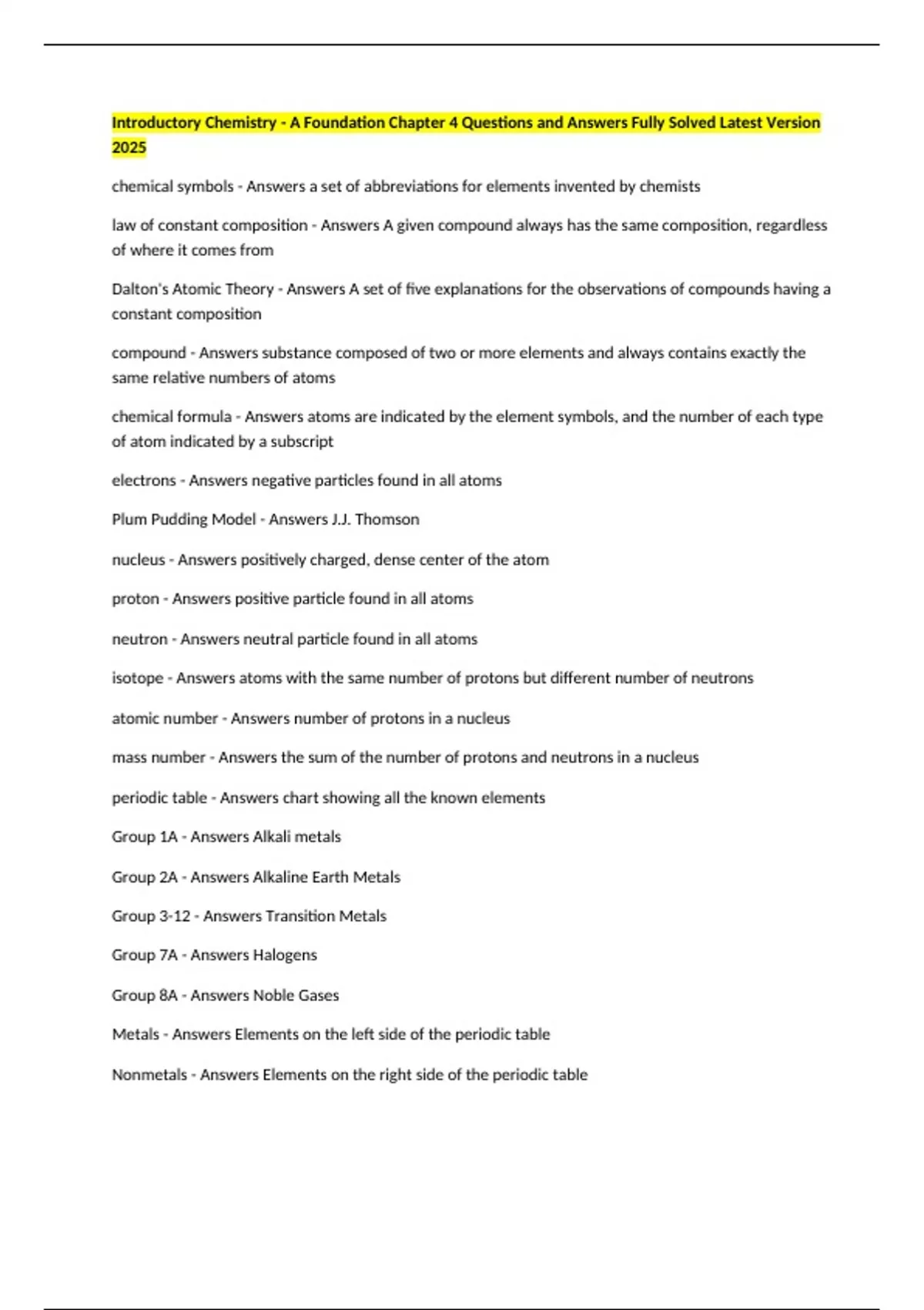 Introductory Chemistry - A Foundation Chapter 4 Questions and Answers ...