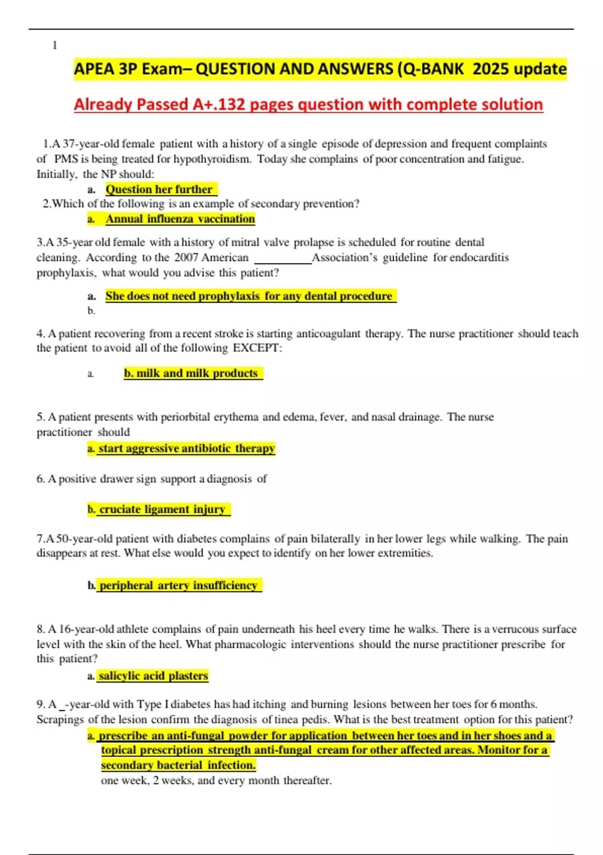 130+PAGES APEA 3P Exam 100% (Best Predictor Exam for 2025/ 2026 ...